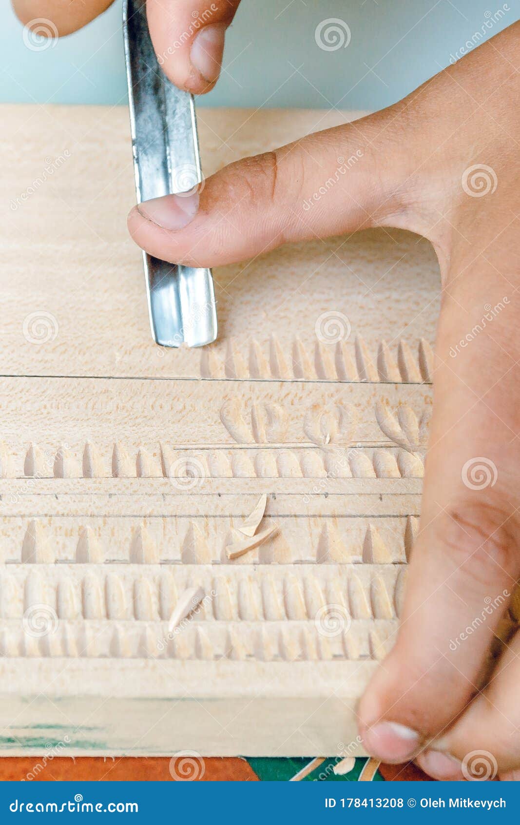 Woodcarving. the Hand Cuts the Chisel Tree Stock Photo - Image of ...