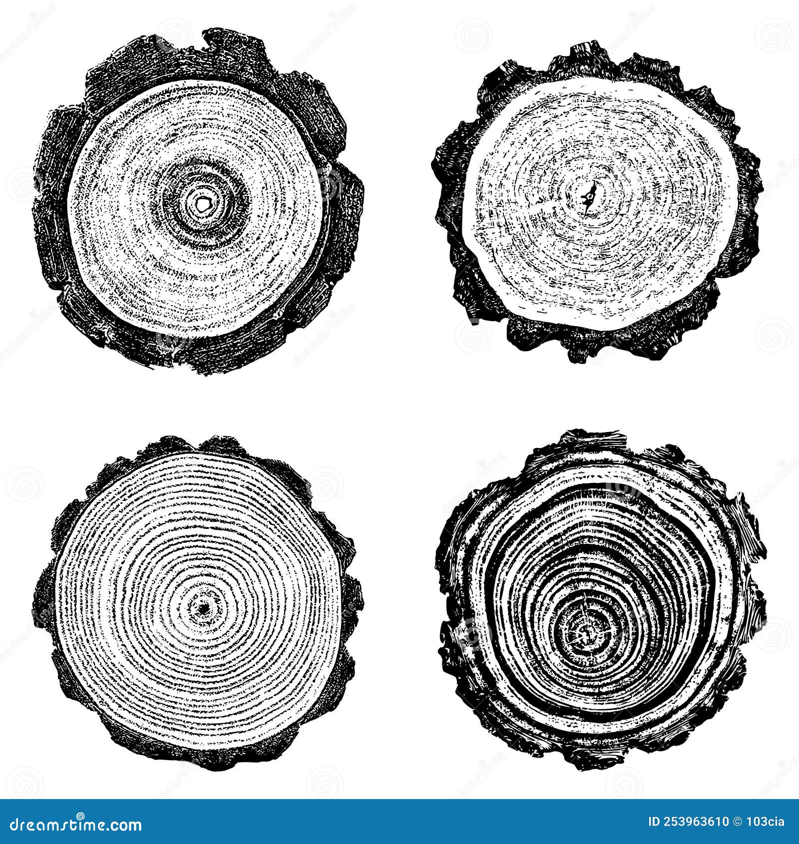 Tree Stump Circle Rings. Wood Log Silhouette Print. Stock Vector ...