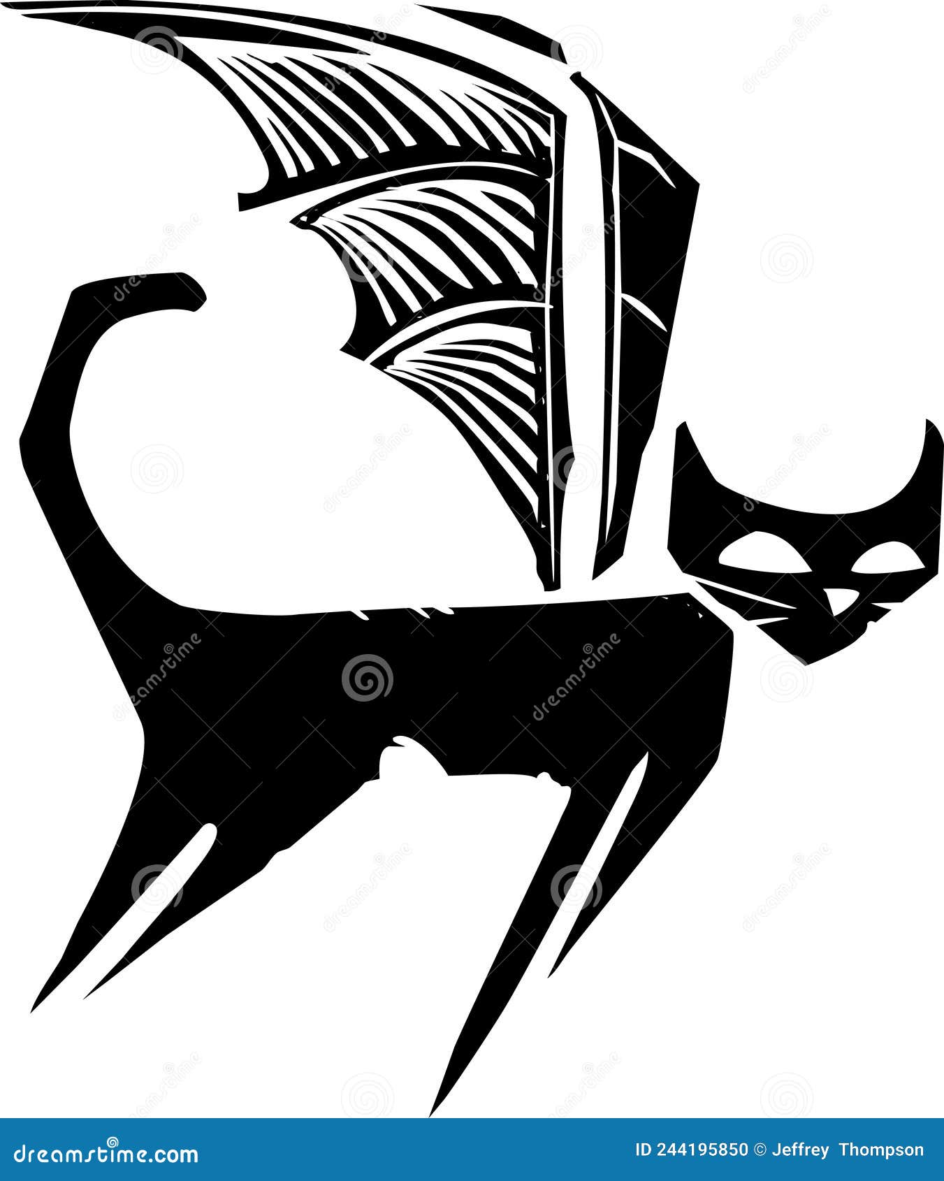 Woodcut Demon Cat stock vector. Illustration of graphic - 244195850