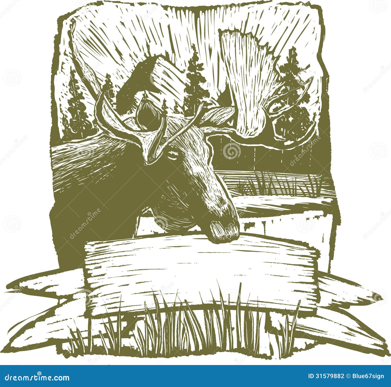 Woodcut Moose Design stock vector. Illustration of design - 31579882