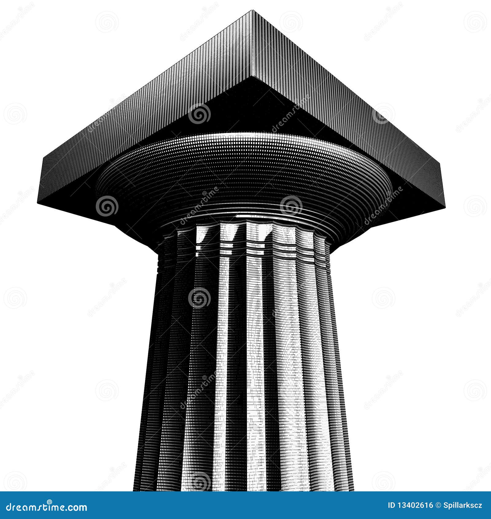 Woodcut Style Archaic Doric Column Stock Illustration - Illustration of ...