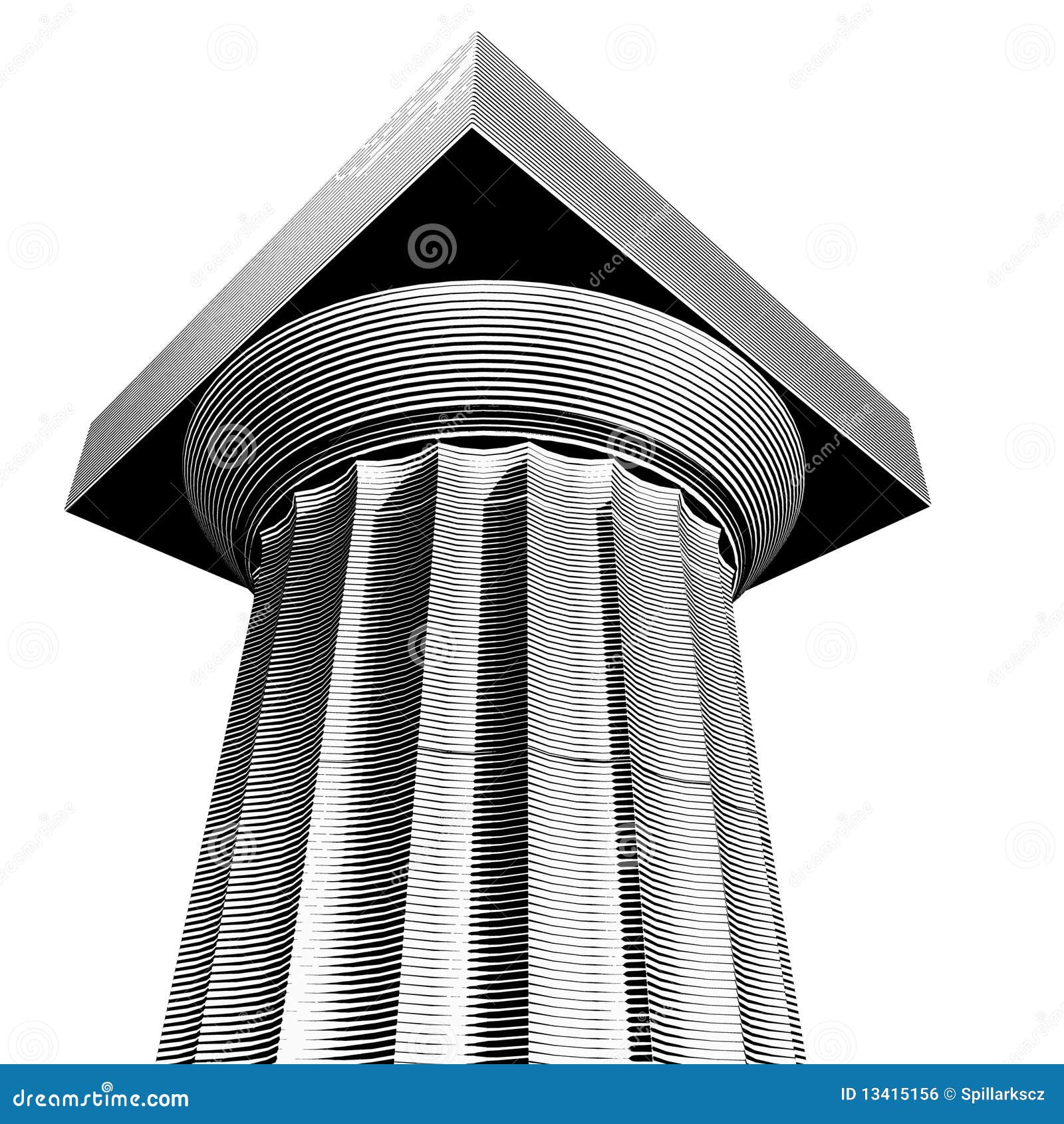 Woodcut Style Classic Greek Doric Parthenon Column Stock Illustration ...