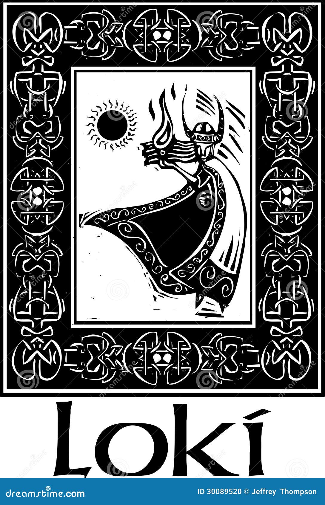 Norse God Loki with Border stock vector. Illustration of giant - 30089520