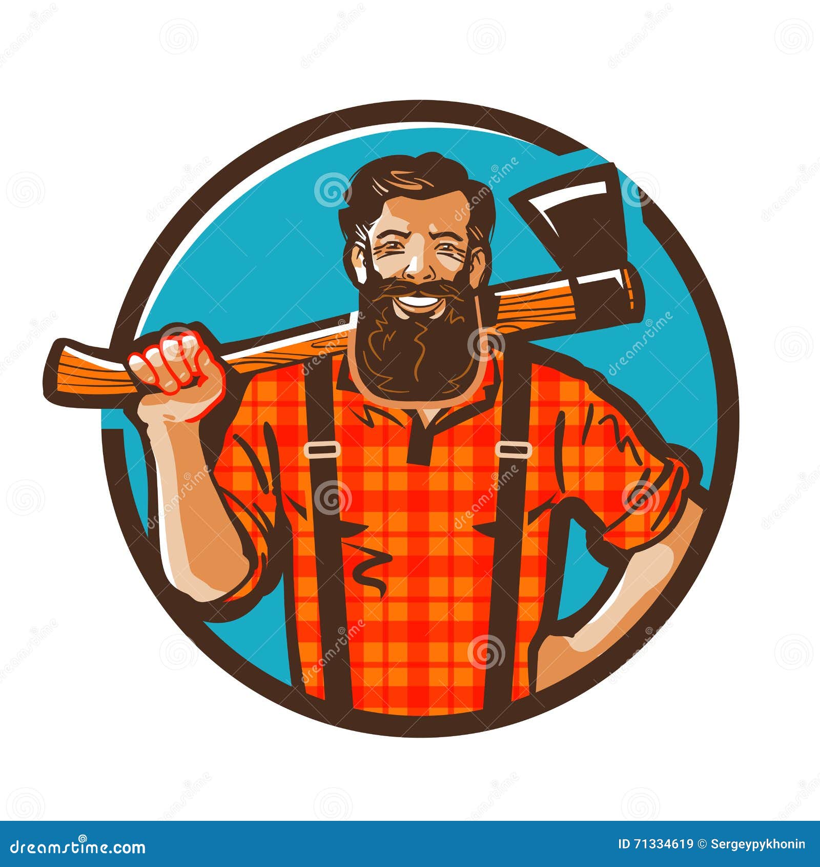 Woodcutter Logo. Lumberjack Sign. Lumberman Symbol. Feller With Cartoon ...