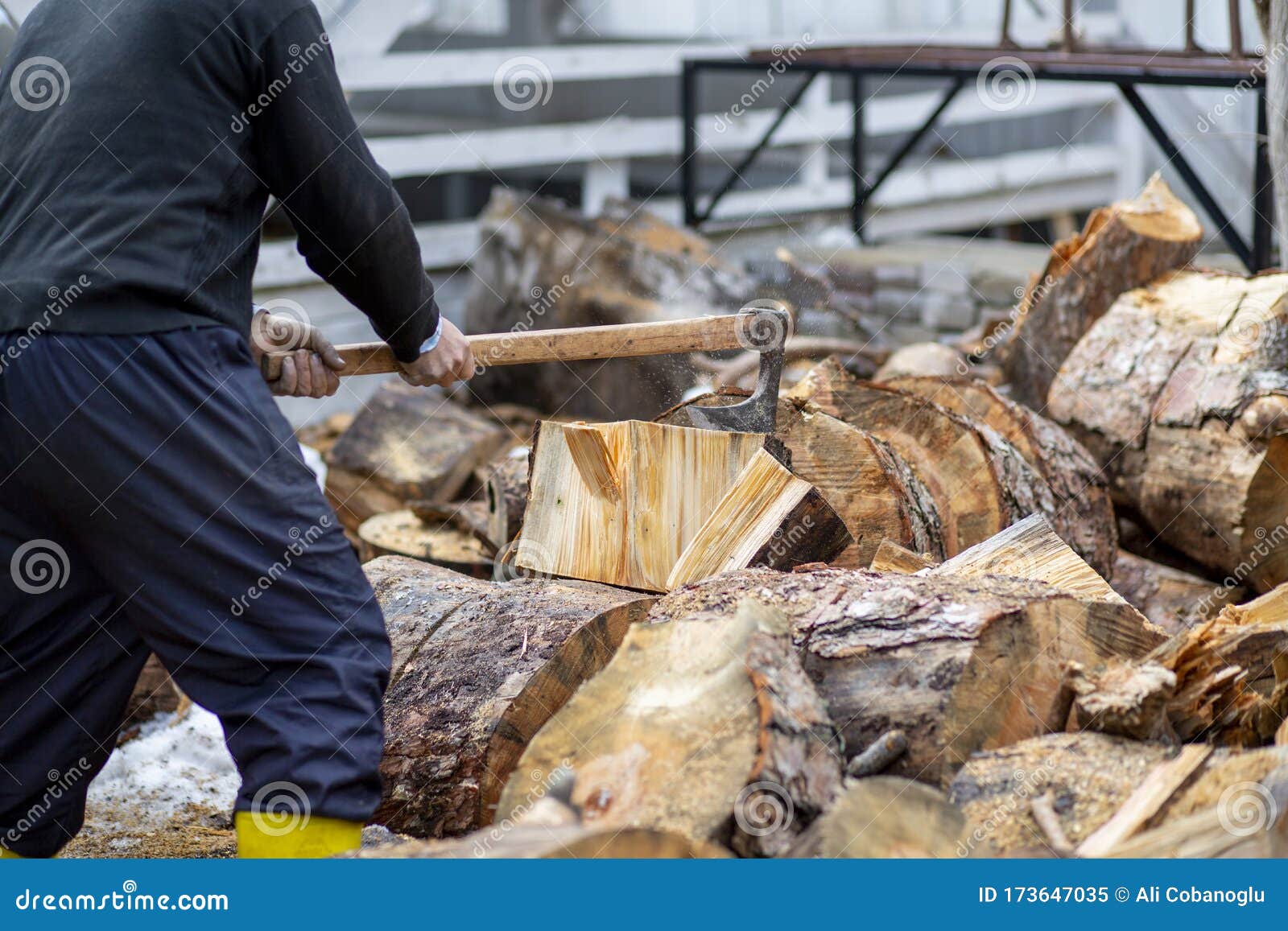Woodcutters Who Break Wood with an Axe Stock Image - Image of logging ...
