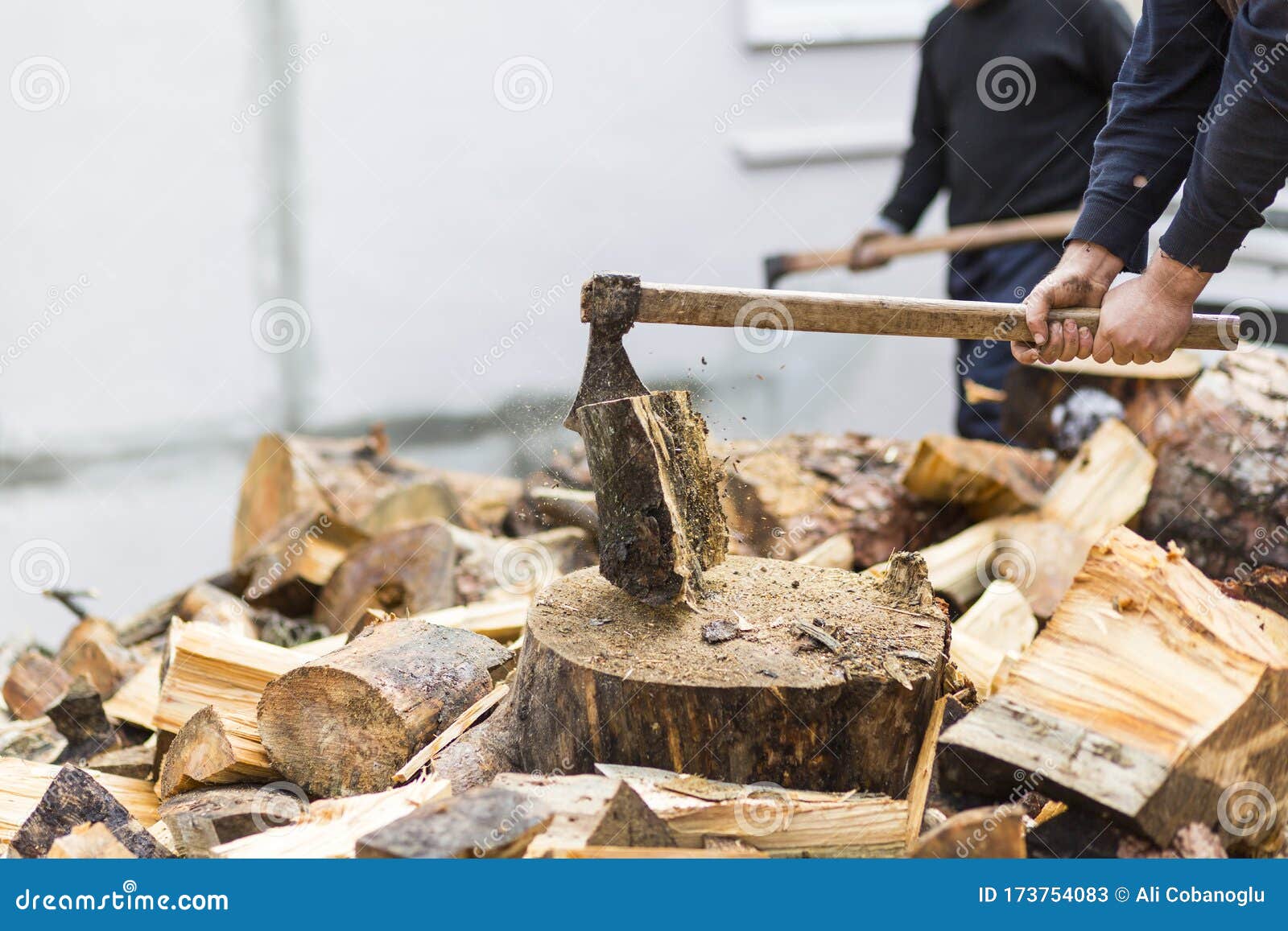Woodcutters Who Break Wood with an Axe Stock Image - Image of ...