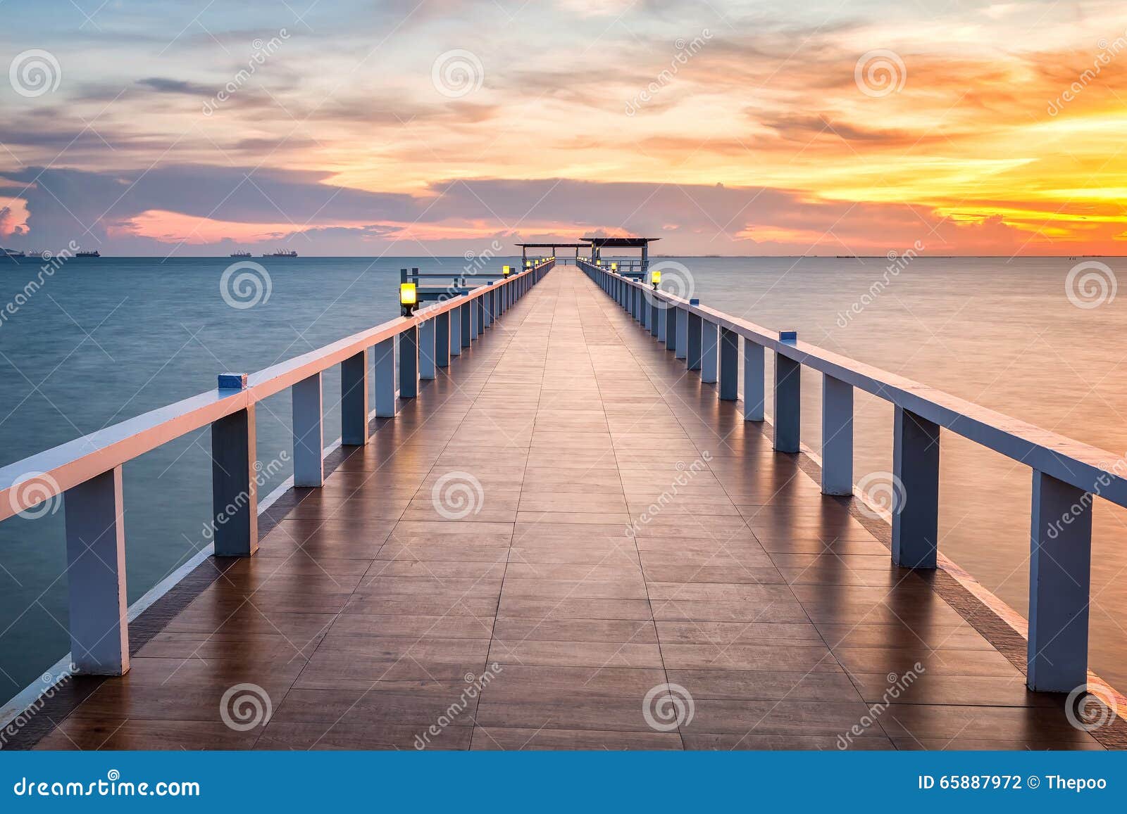 Wooded bridge in the port. stock photo. Image of port - 65887972