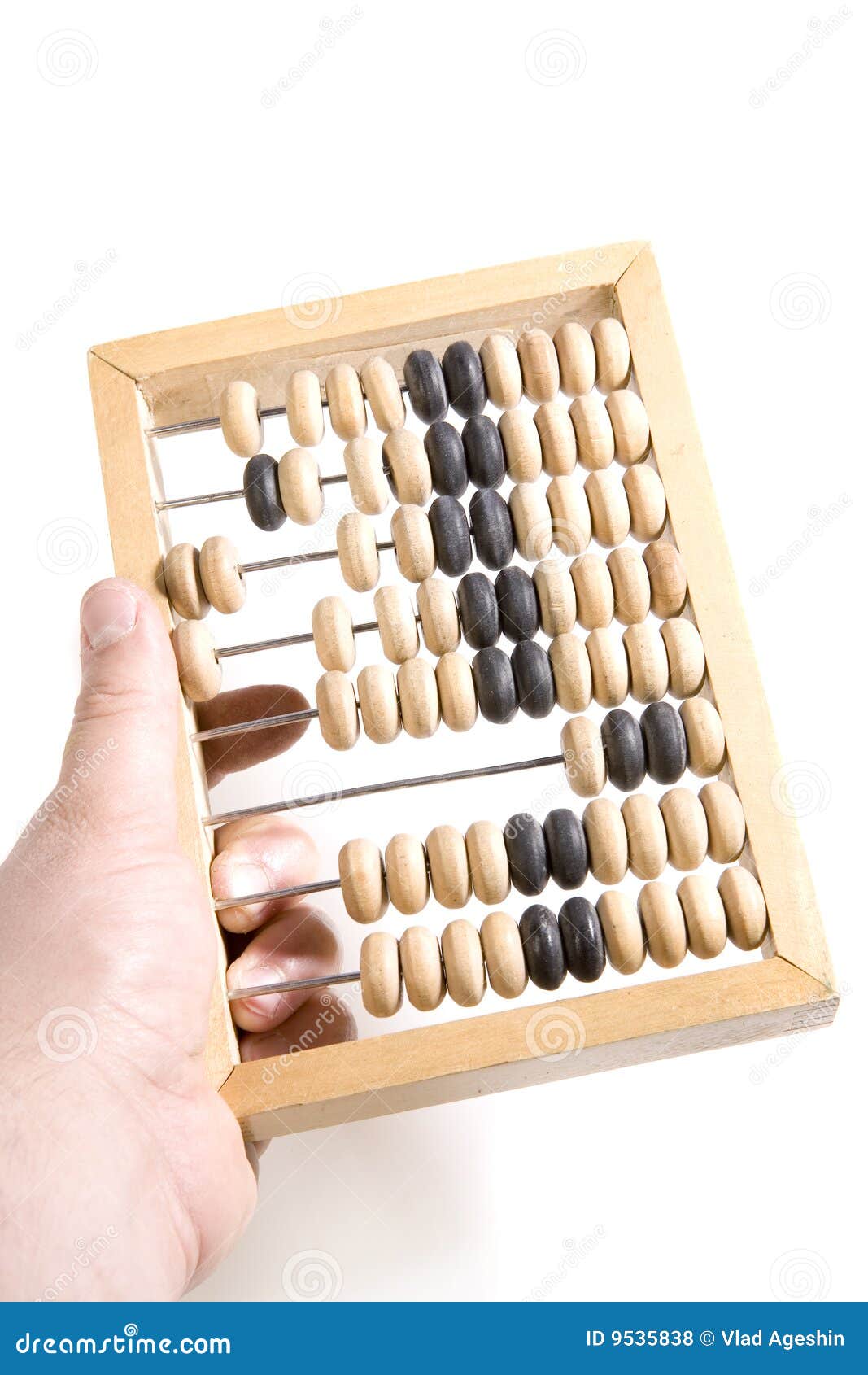 Wooden abacus in hand stock photo. Image of isolated, education - 9535838
