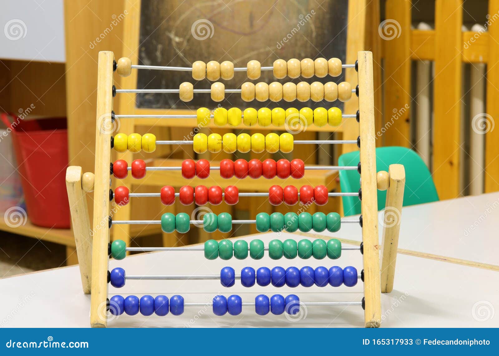 Wooden Abacus with Many Small Beads in the Classroom Stock Image ...