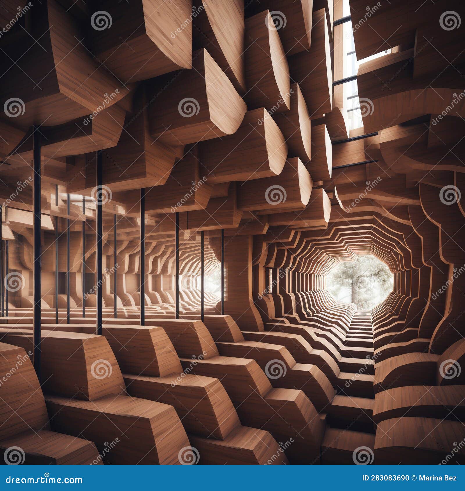 Wooden Abstract Architectural Forms. Futuristic Architecture Stock ...