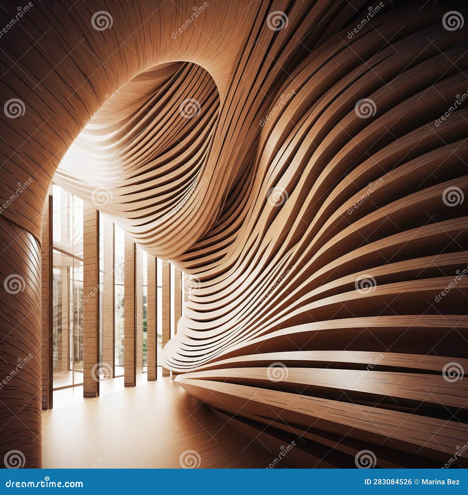 Wooden Abstract Architectural Forms. Futuristic Architecture Stock ...