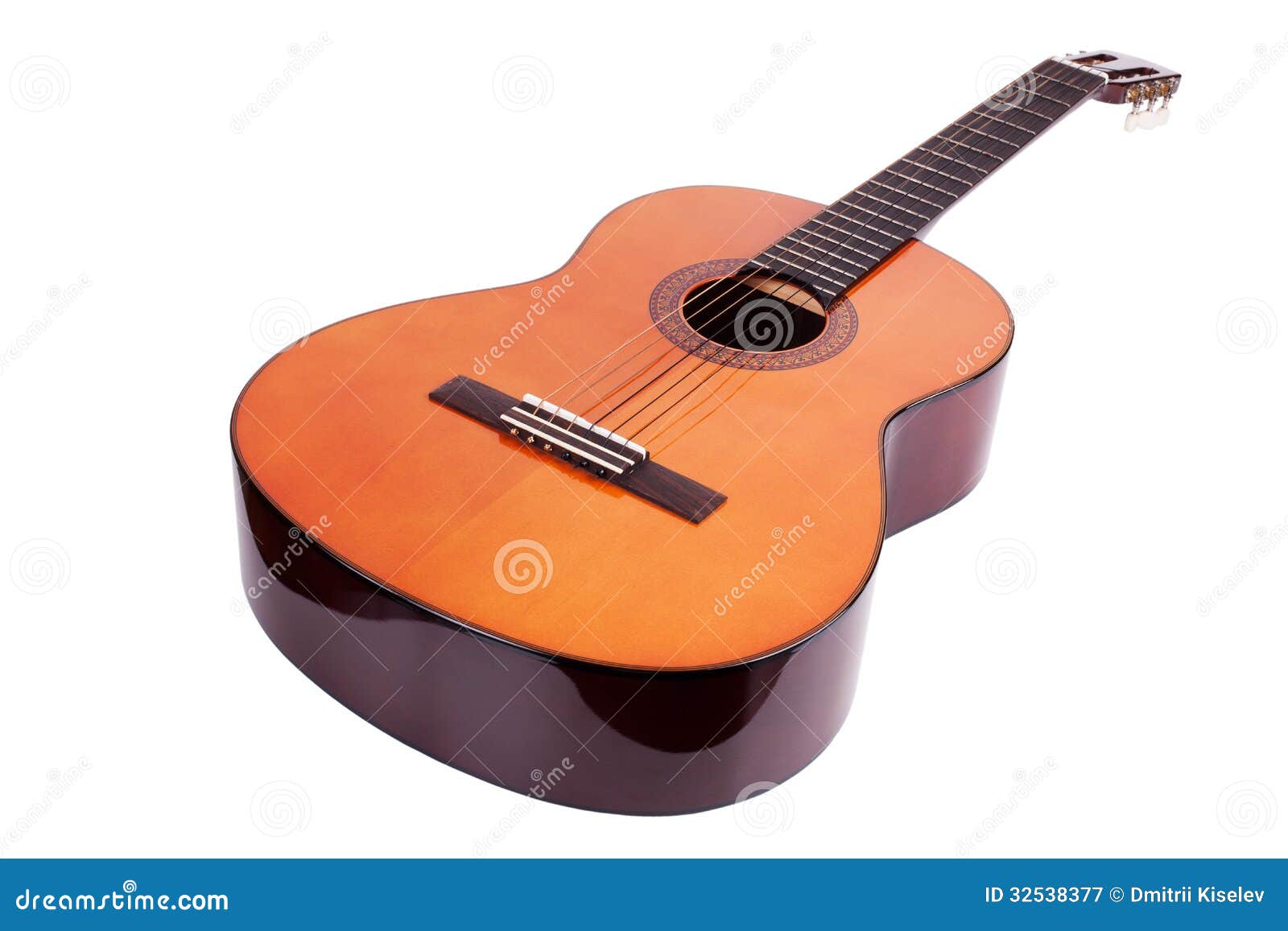 Wooden Acoustic Guitar on White Background Stock Image - Image of rrock ...