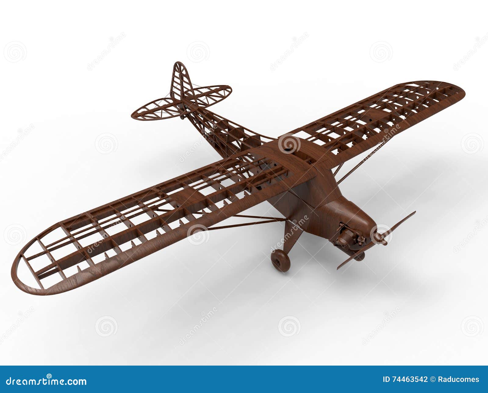 Wooden Airplane Model Isolated Over White Background Stock Illustration ...