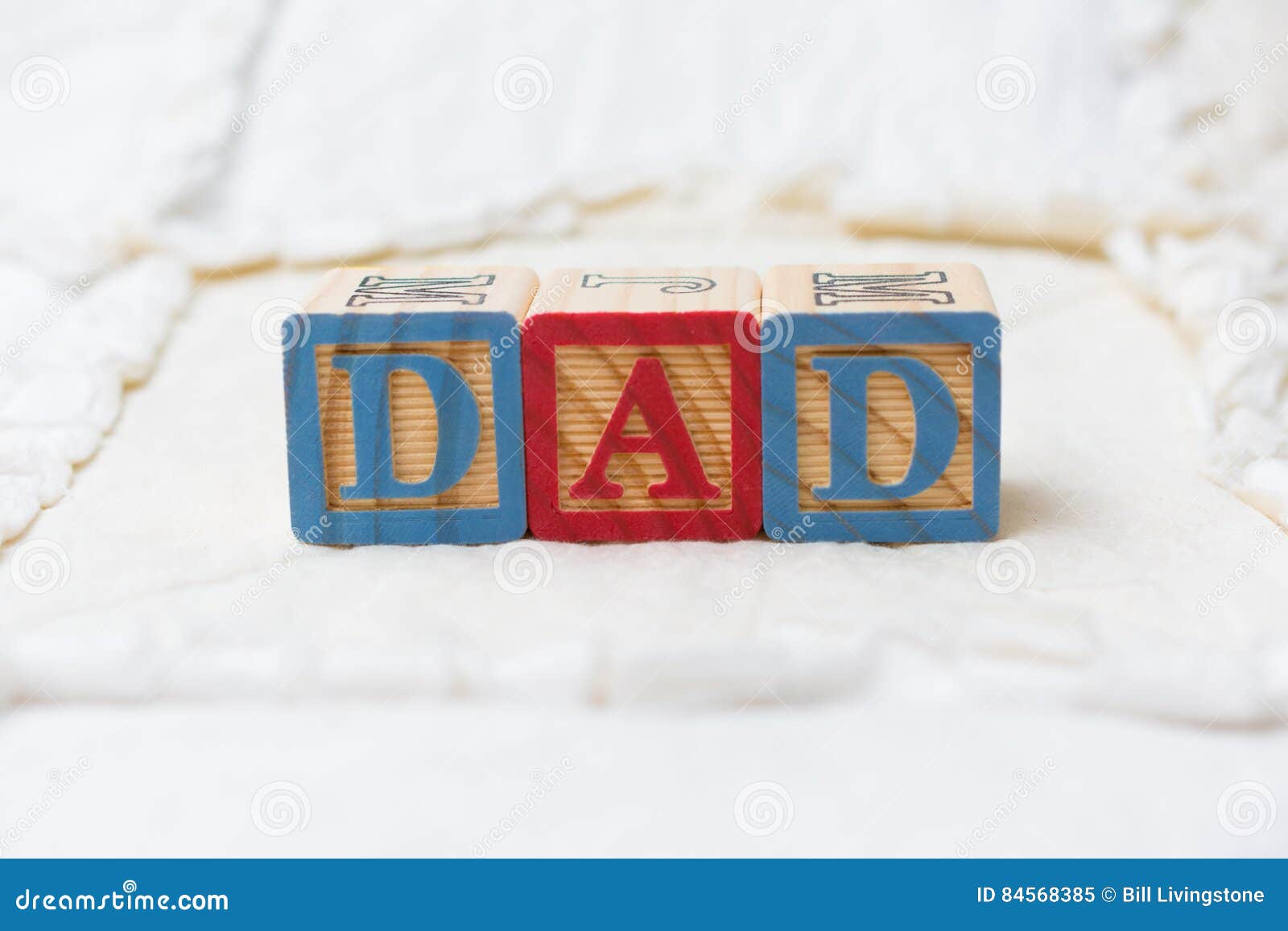Wooden Alphabet Blocks on Quilt Spelling Dad Stock Image - Image of ...