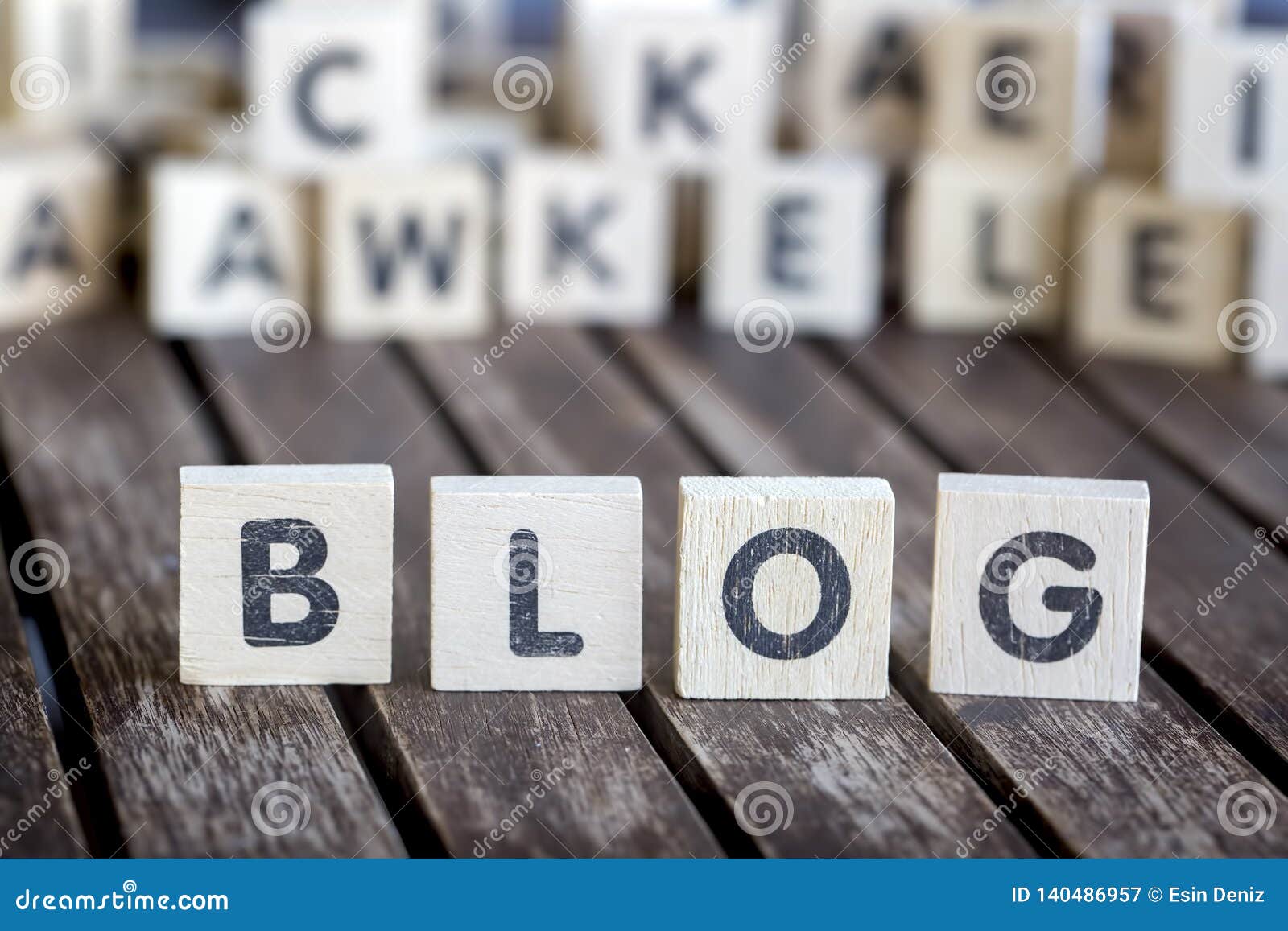 Wooden Alphabet; Blog Write on the Wooden Background Stock Image ...