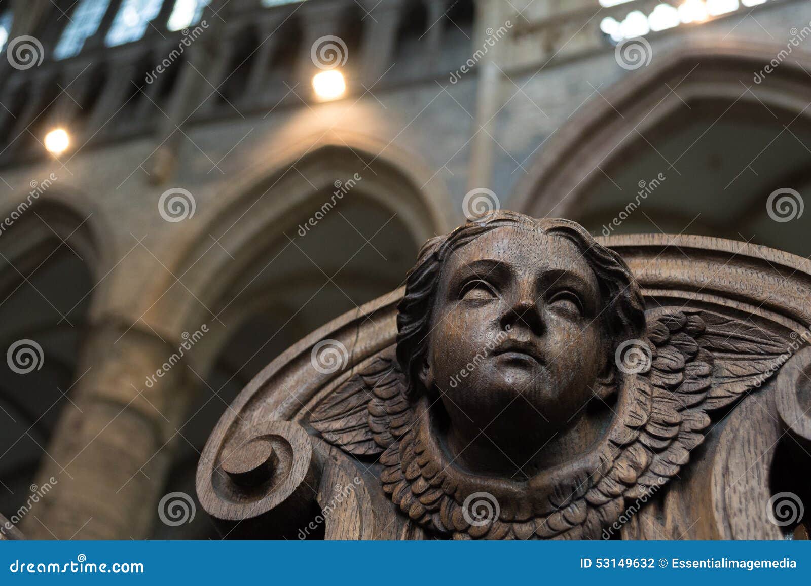 Wooden Angelic Face stock photo. Image of christianity - 53149632