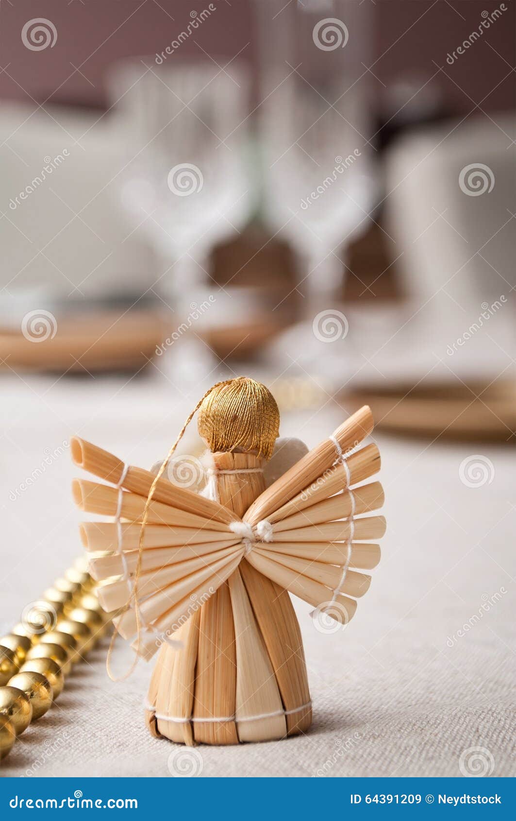 Wooden angels on table stock image. Image of table, setting - 64391209