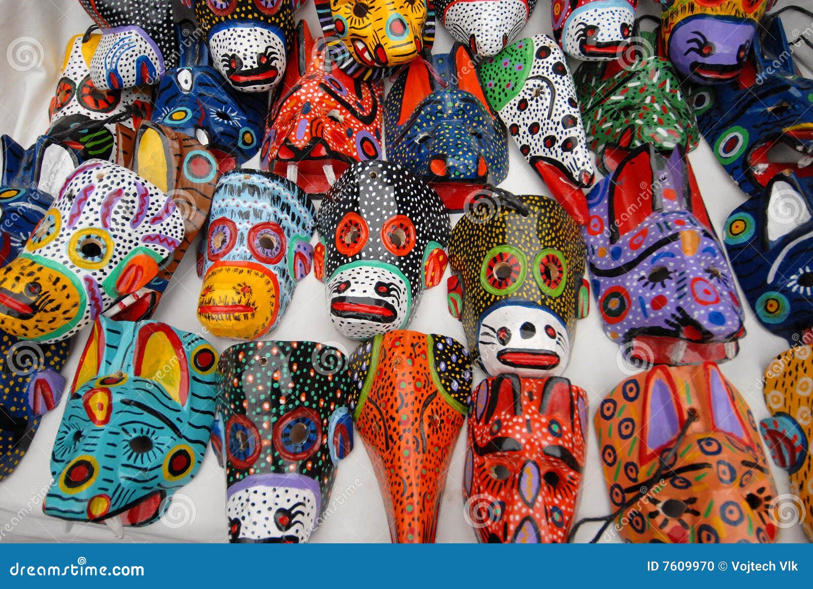 Wooden animal masks stock photo. Image of mask, coloured - 7609970