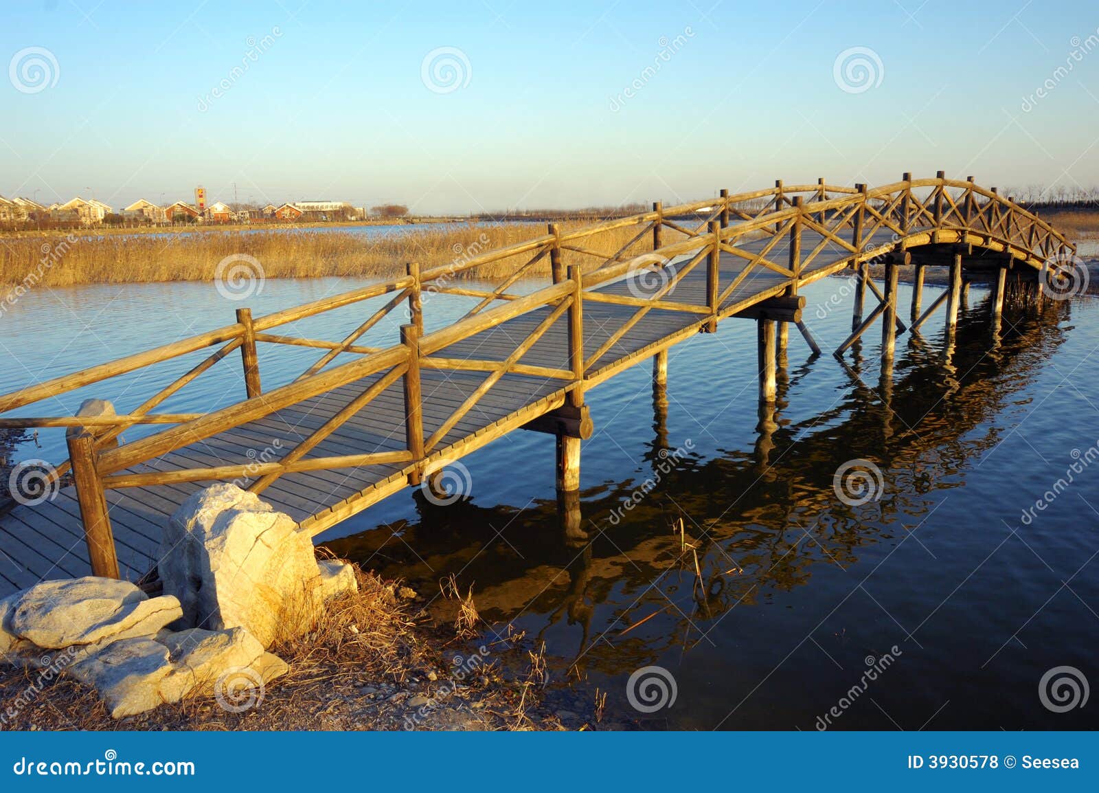 Wooden arch bridge stock photo. Image of lake, stone, design - 3930578