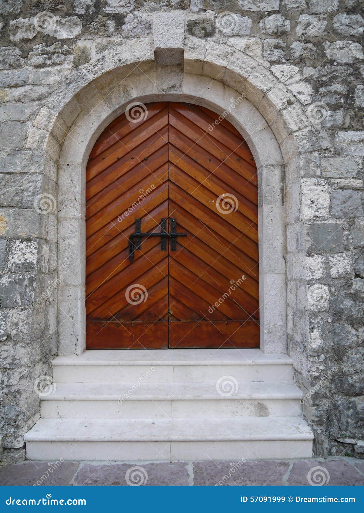 Wooden Arch Doors at Medieval Castle in Budva Stock Image - Image of ...