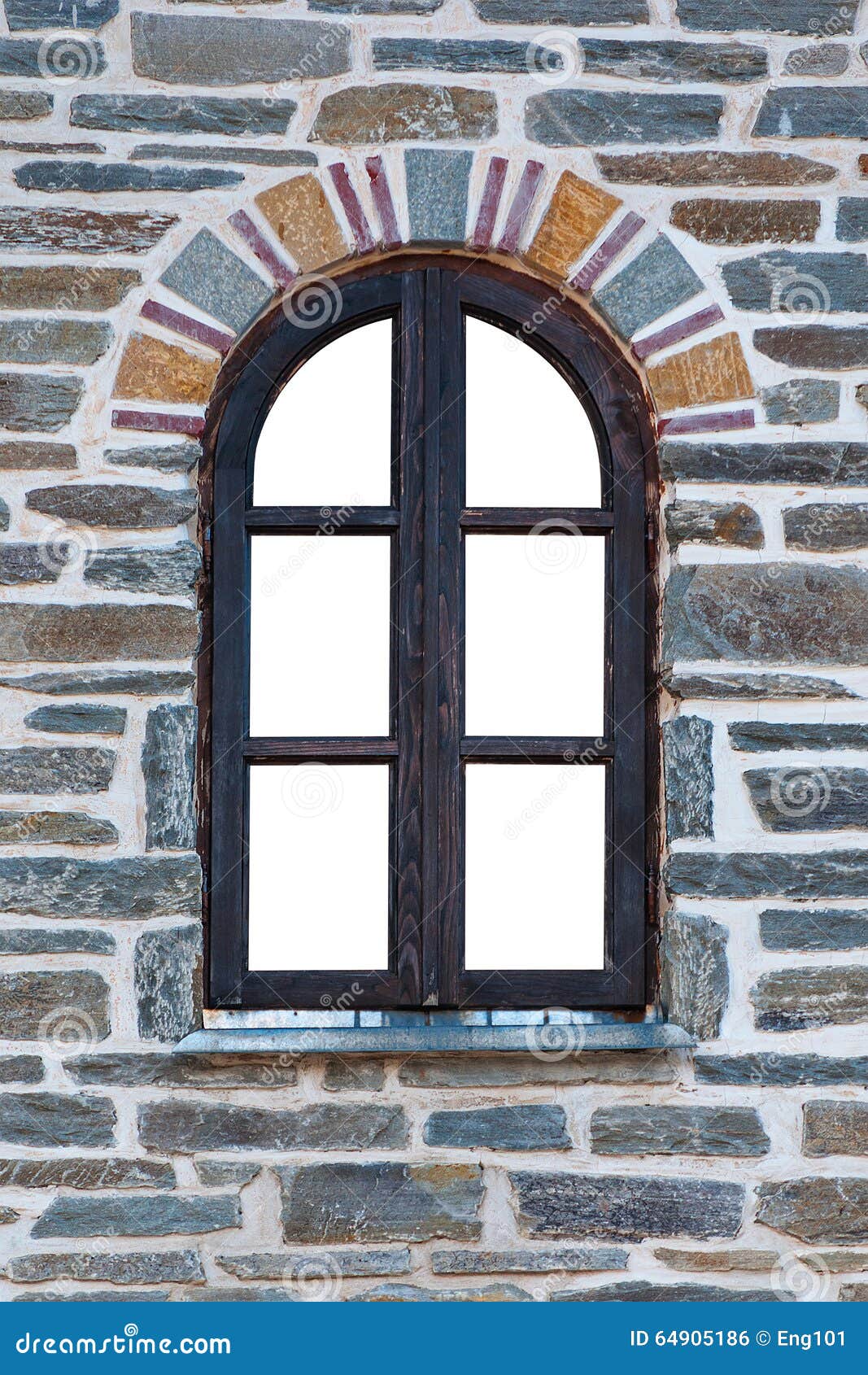 Wooden Arched Window in a Stone Wall Stock Photo - Image of fortress ...