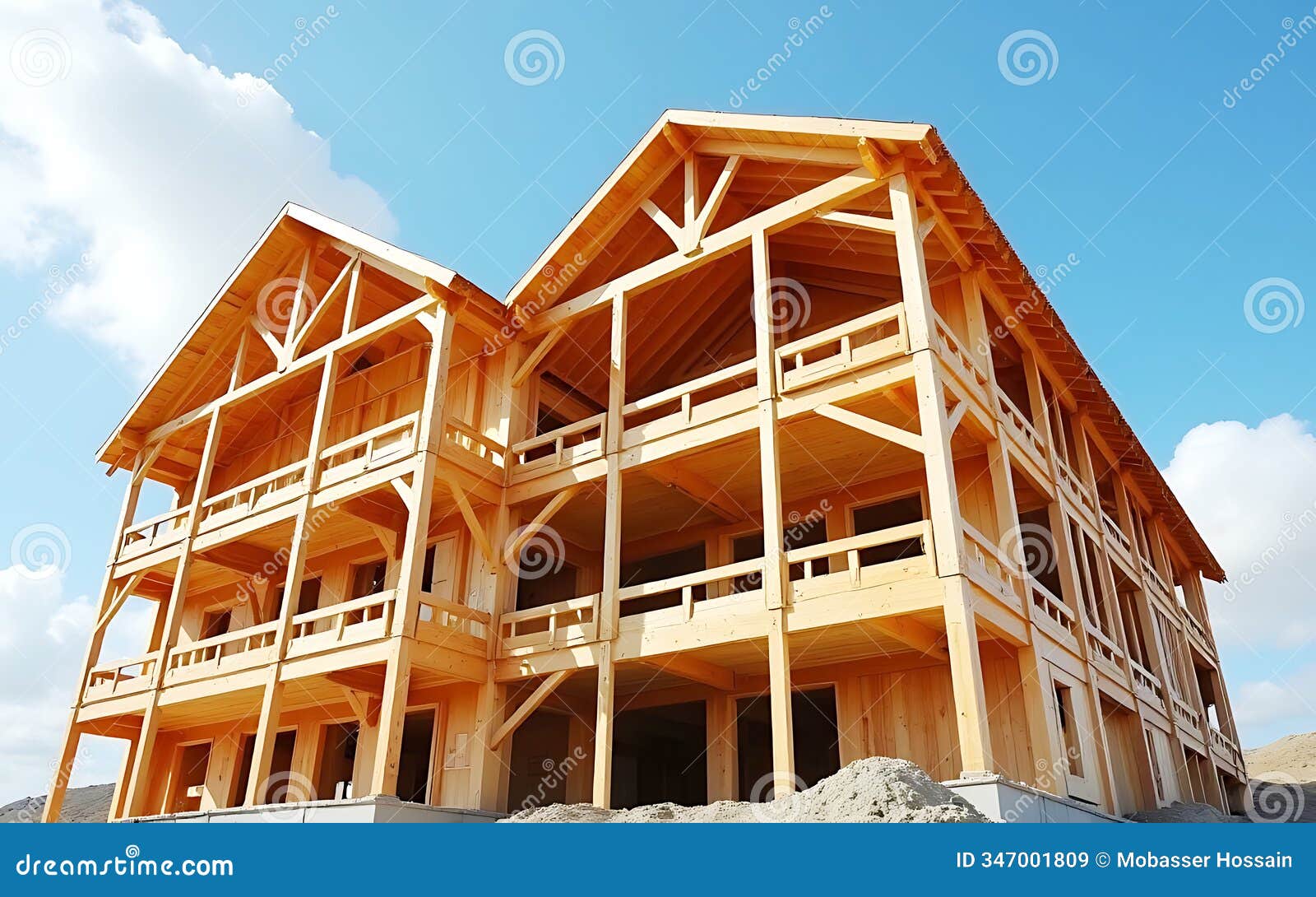 Wooden Architectural Structure, Massive Timber Frame Building, Cross ...