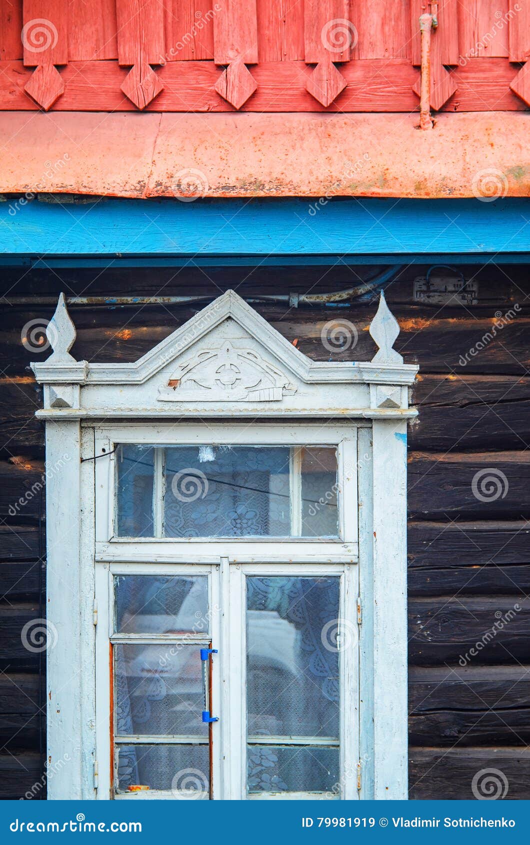 Wooden Architecture Facade Elements. Window Stock Image - Image of ...