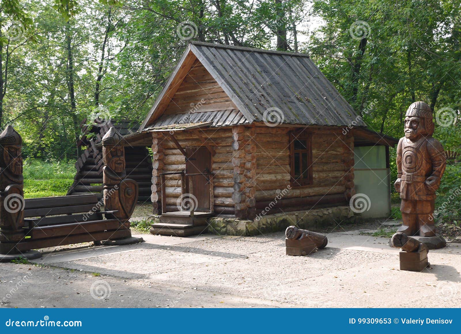 Wooden tower stock image. Image of timbered, trees, roof - 99309653