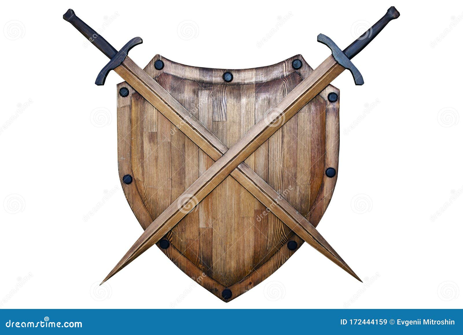 Wooden Armor - Shield and Sword, Isolated Stock Image - Image of ...
