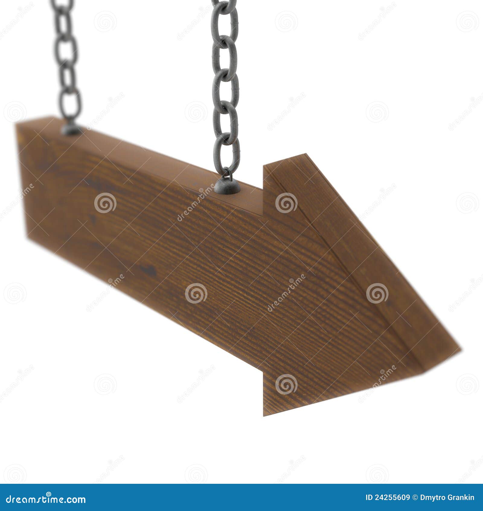Wooden Arrow with Chain Isolated on White Stock Image - Image of plank ...