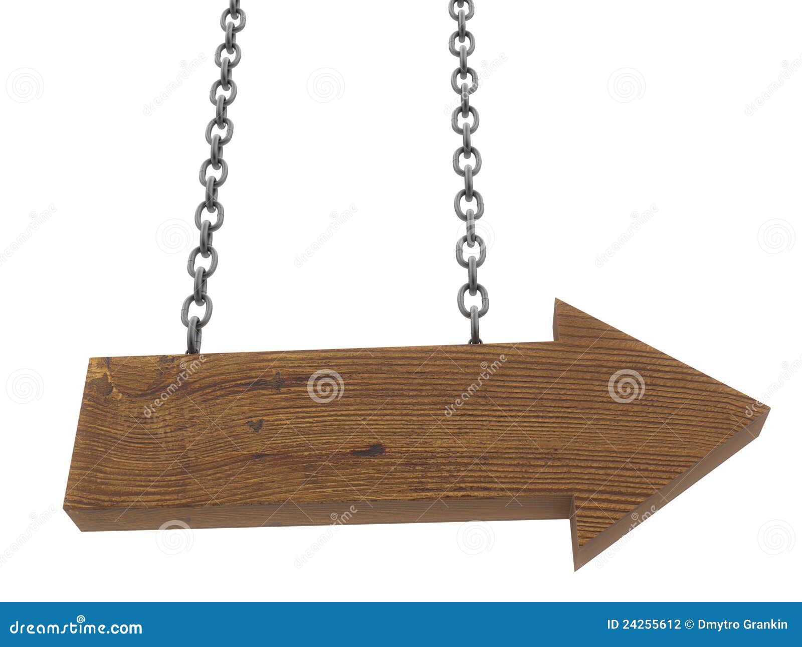 Wooden Arrow with Chain Isolated on White Stock Photo - Image of ...