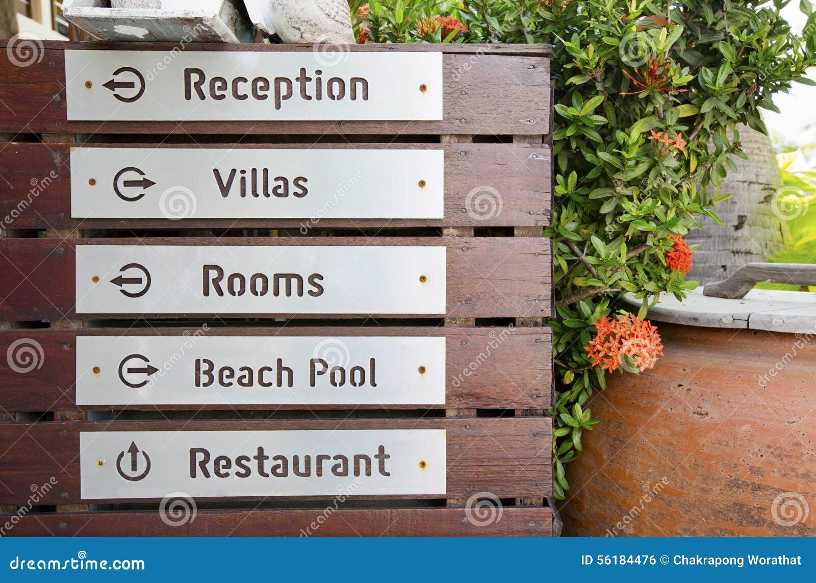 Wooden arrow sign post stock photo. Image of rececption - 56184476