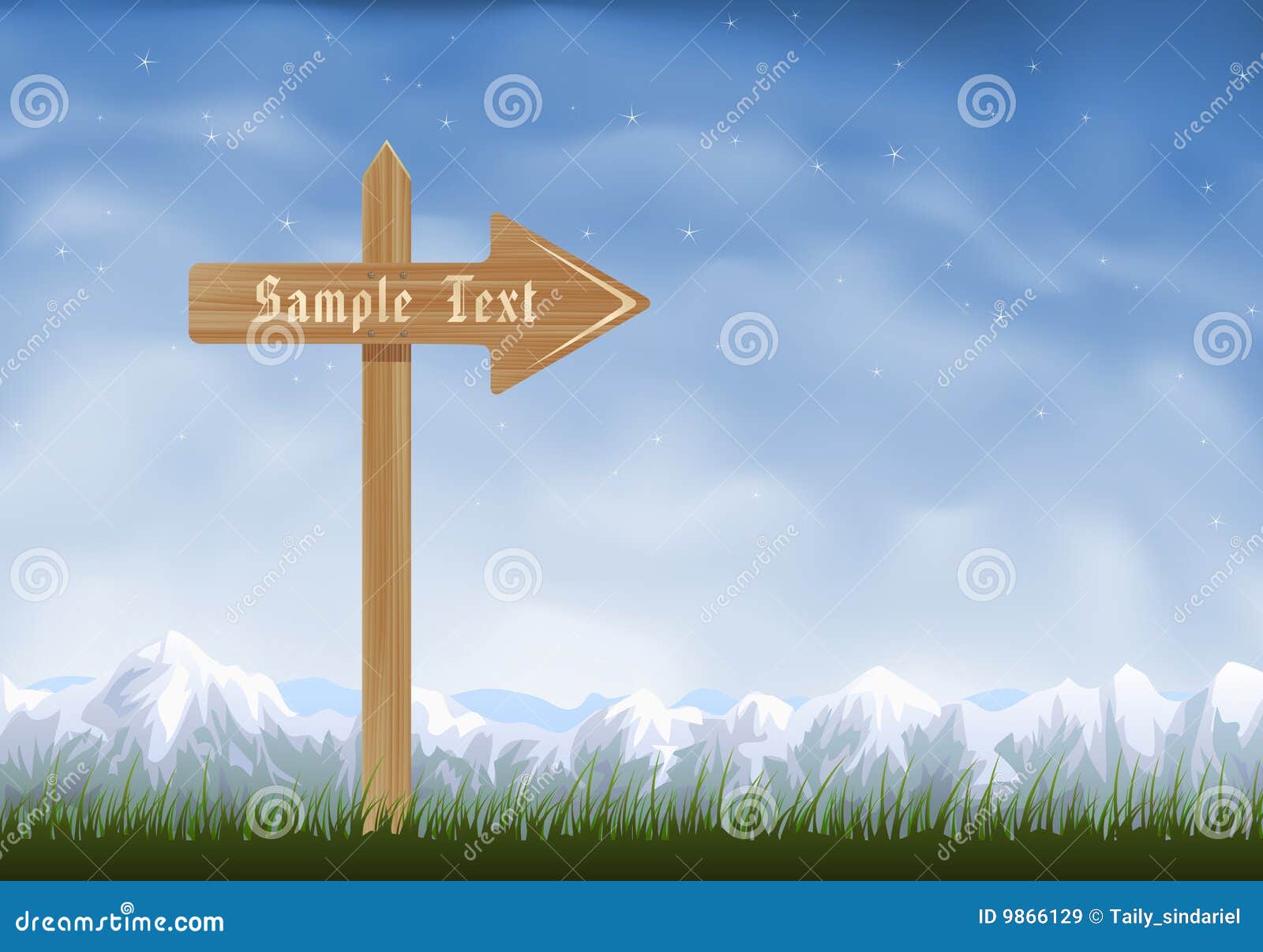 Wooden arrow sign post stock vector. Illustration of mountains - 9866129