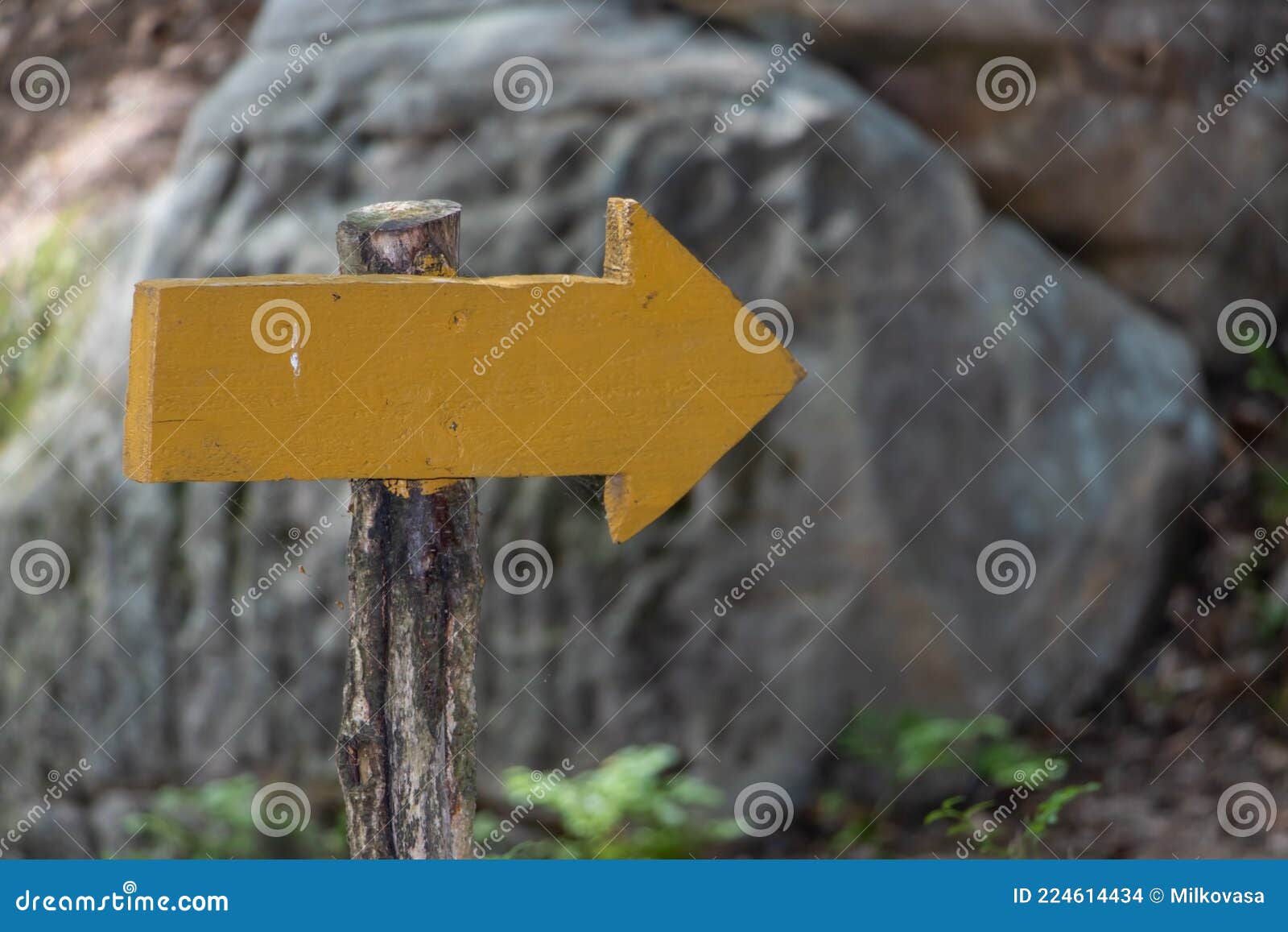 A Wooden Arrow on a Stick Indicates the Direction of a Path Stock Photo ...