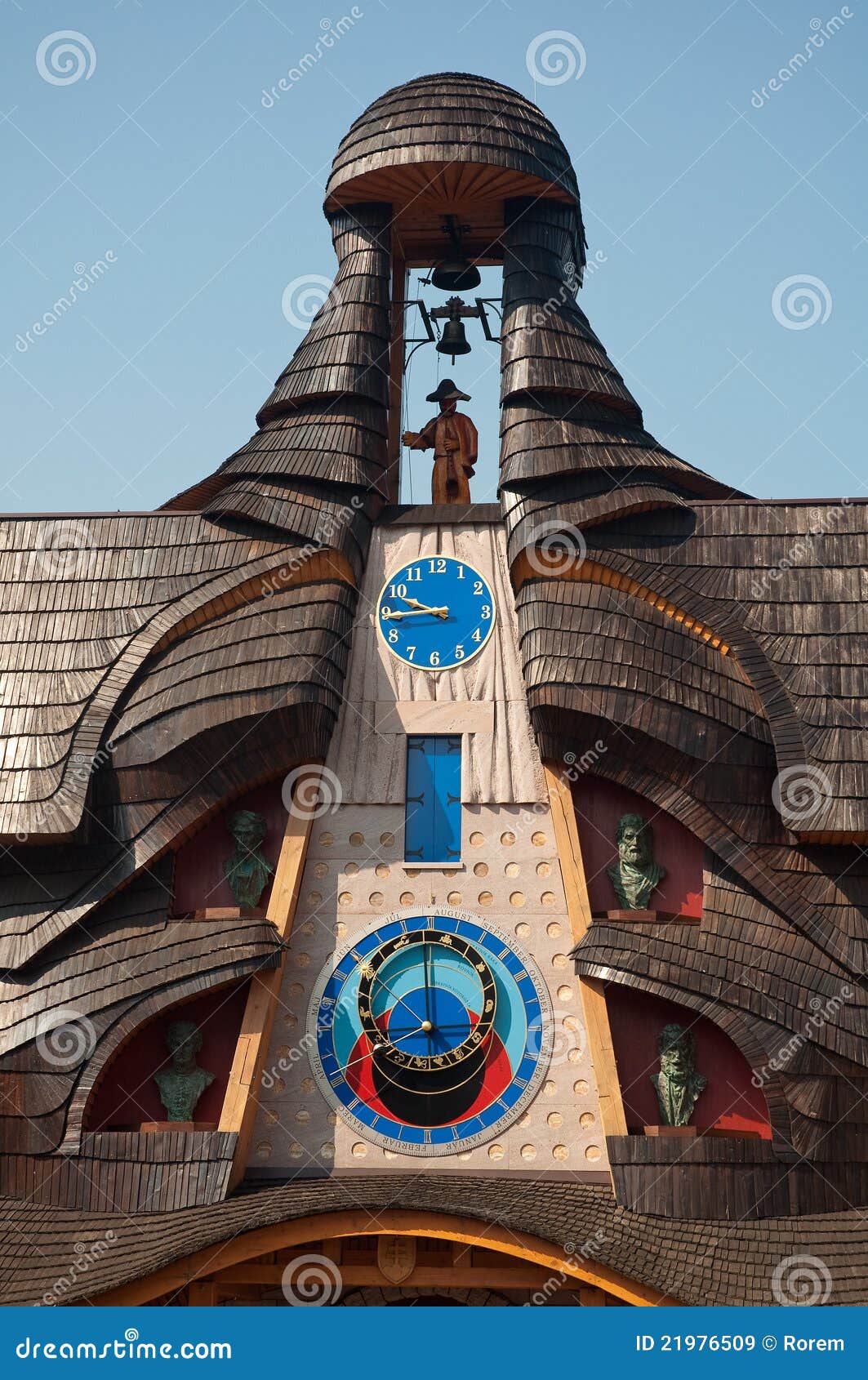 Wooden astronomical clock stock image. Image of slovakia - 21976509