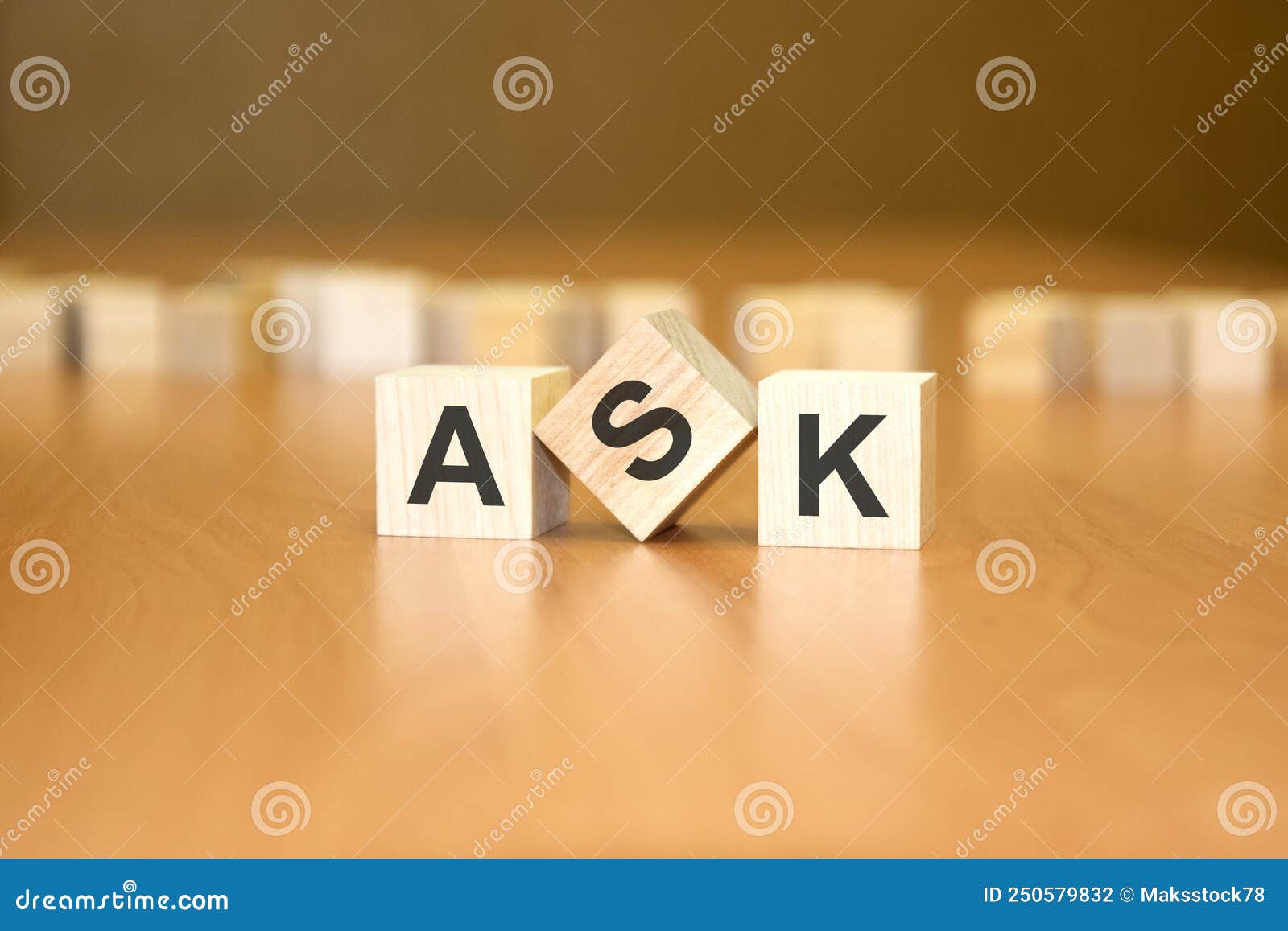 On a Wooden Background, Light Wooden Blocks with the Text Ask Stock ...