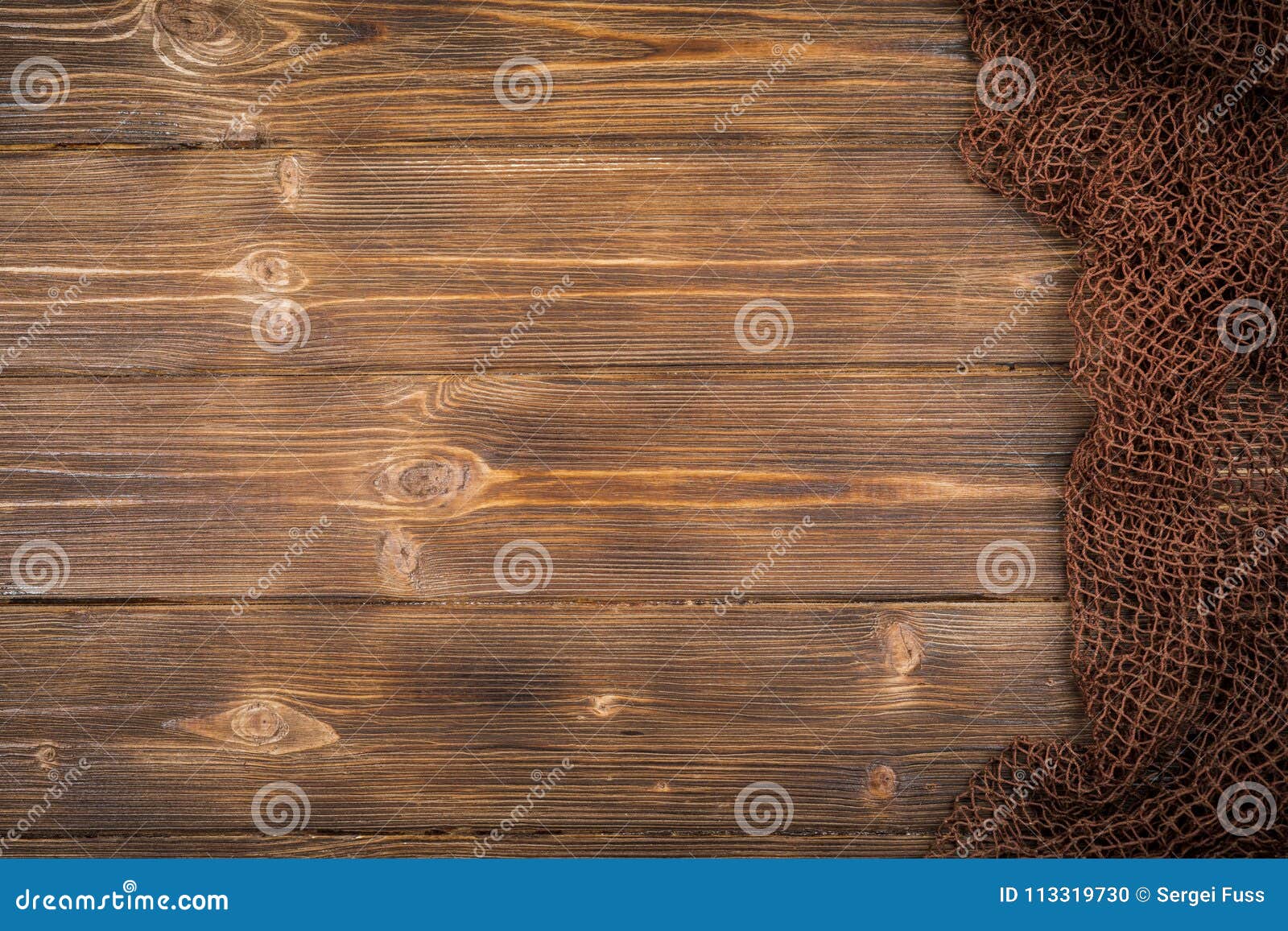 Wooden Background with Old Fishing Net. Stock Photo - Image of ...