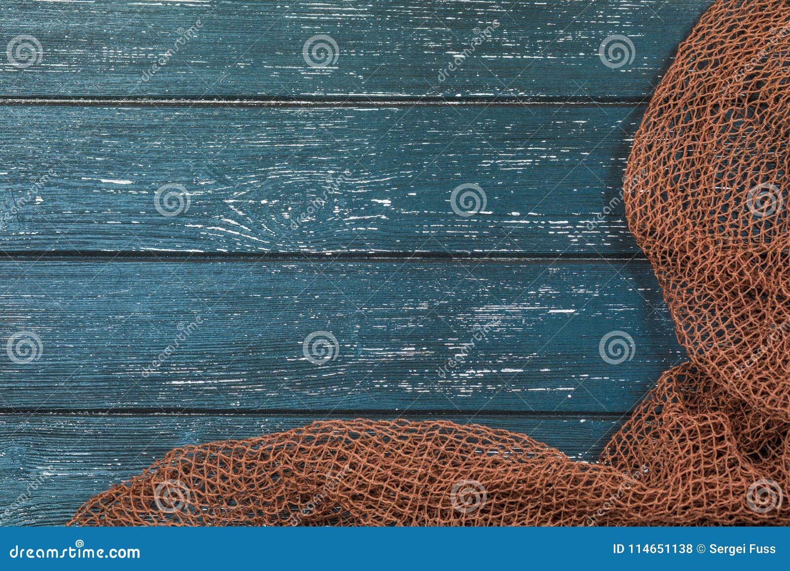 Wooden Background with Old Fishing Net. Stock Photo - Image of fishnet ...