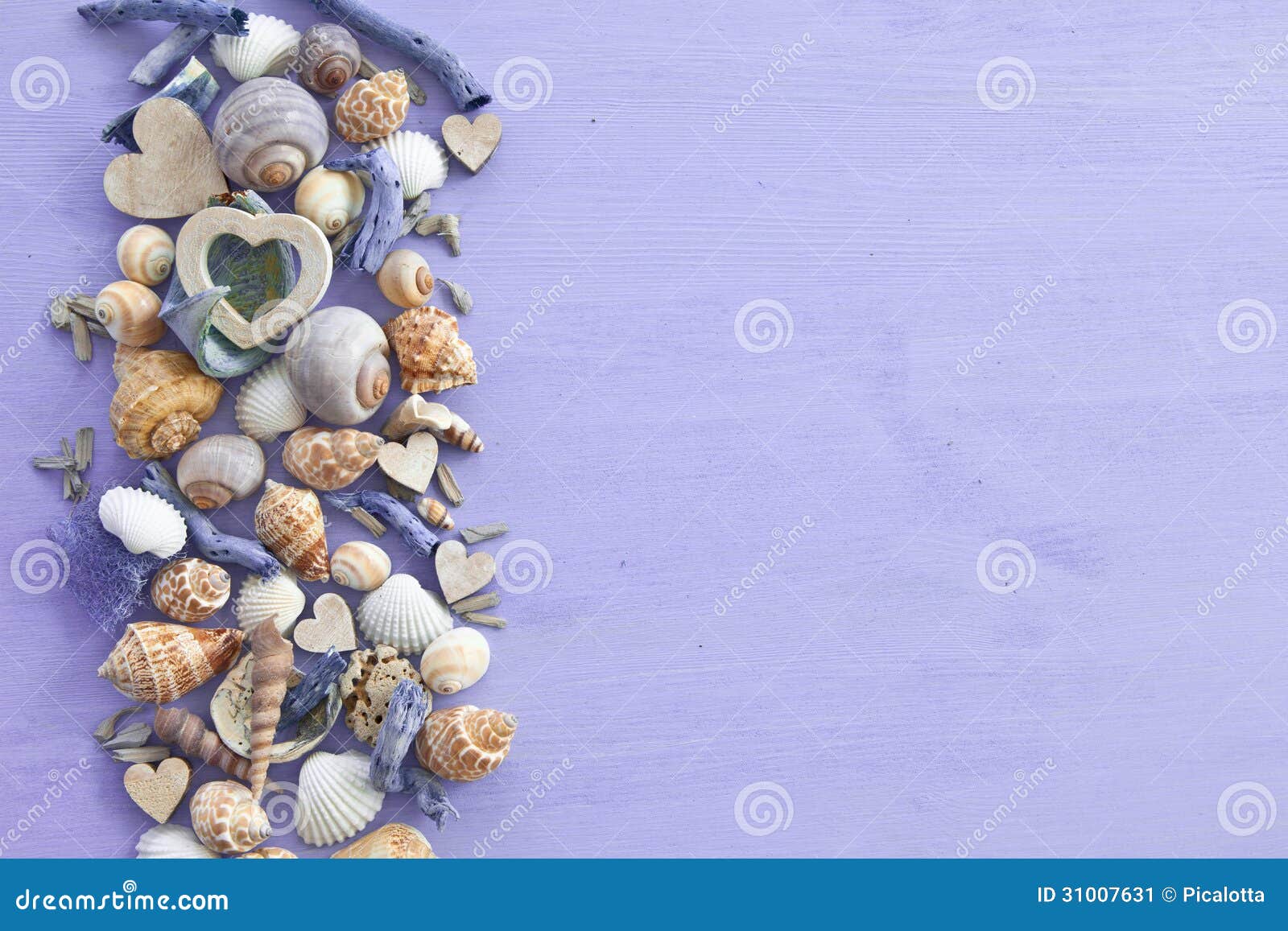 Wooden Background with Sea Shells Stock Image - Image of background ...