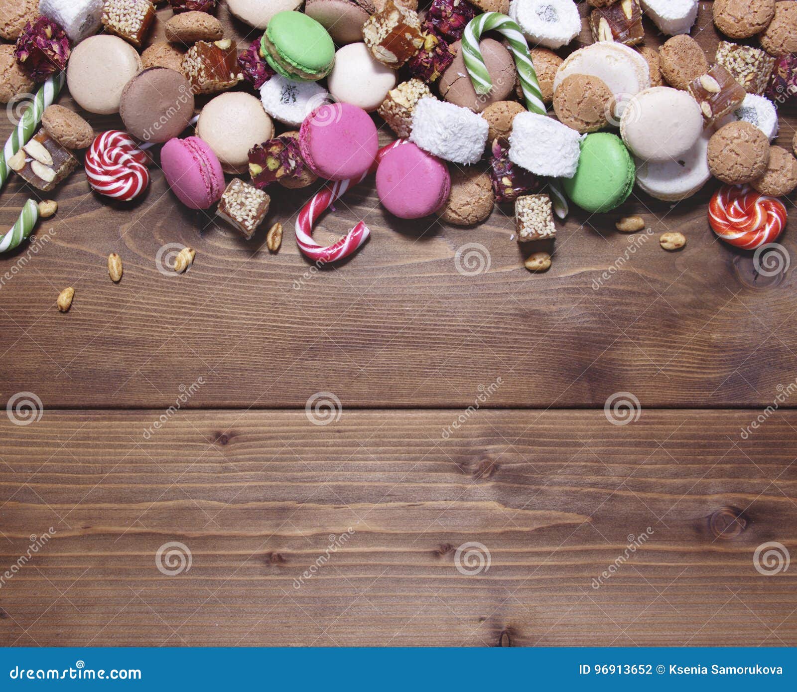Wooden Background with Sweets Stock Photo - Image of object, macaron ...