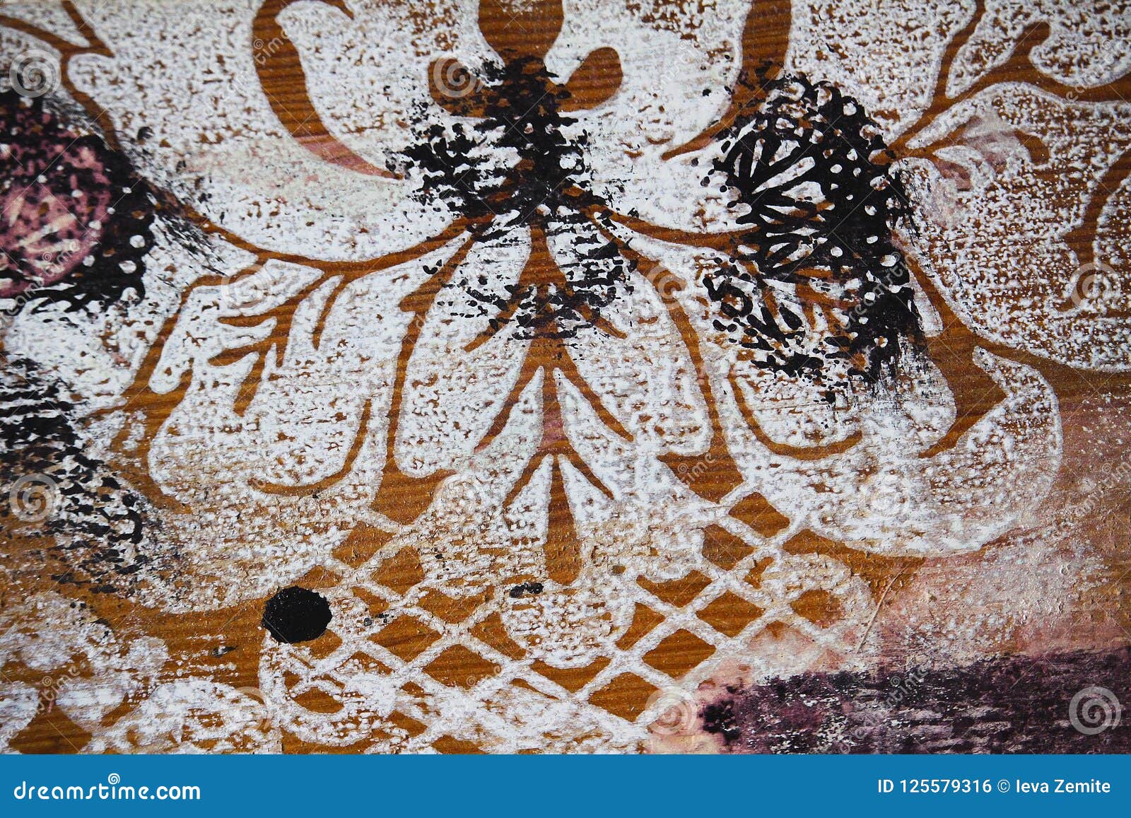 Wooden Background with White Lace Pattern. Stock Photo - Image of flat ...