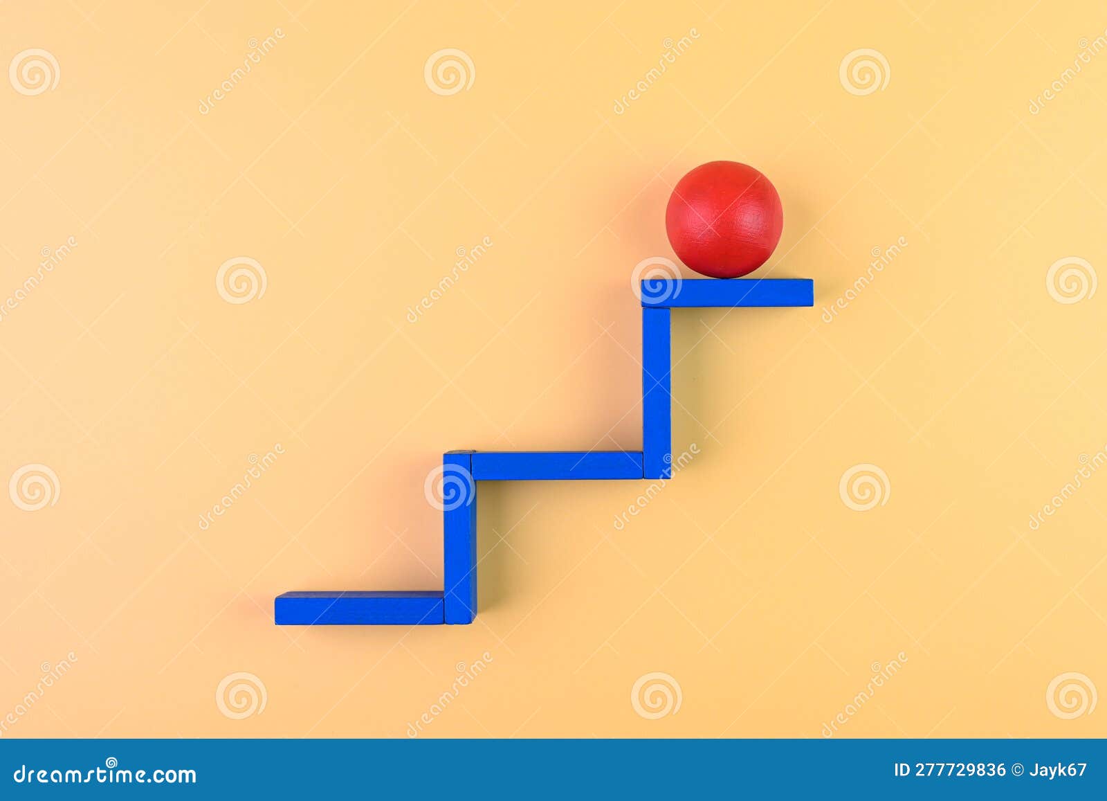 Wooden Ball Placed on the Top Step. Stock Photo - Image of three ...