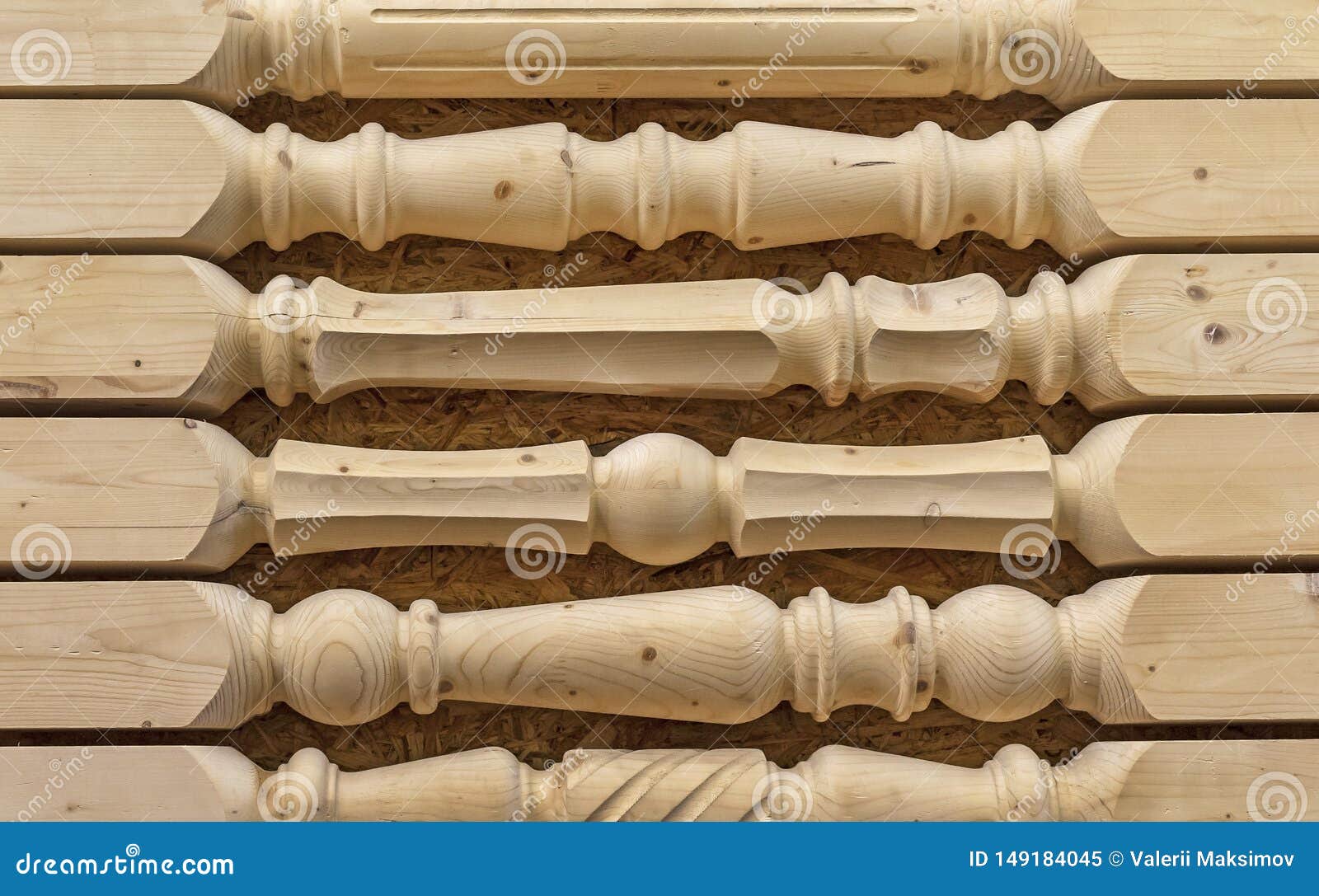 Wooden Balusters of Pine for the Staircase Railing Stock Image - Image ...