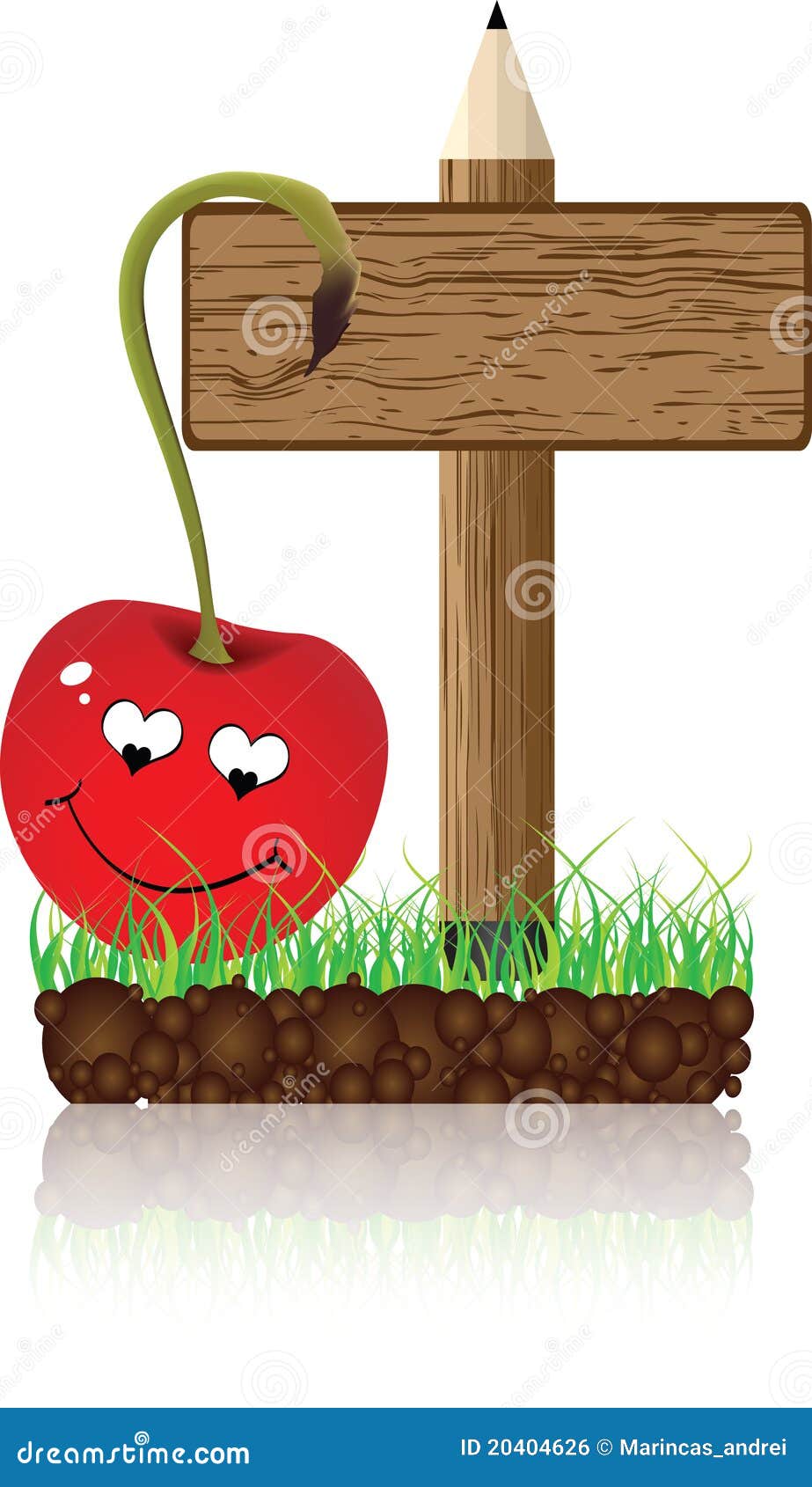 Wooden Banner with Red Cherry Stock Illustration - Illustration of ...
