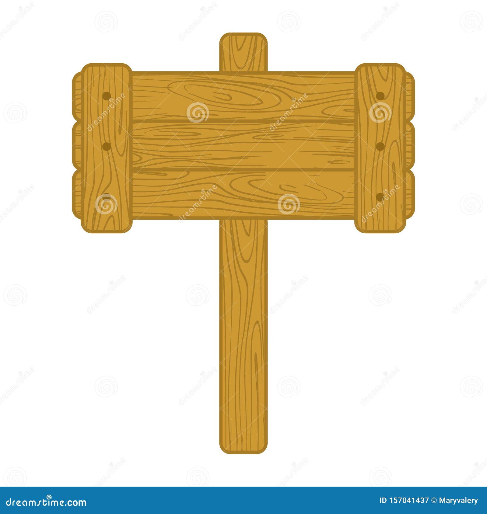 Wooden Banner on Stick Isolated. Place for Text Stock Vector ...