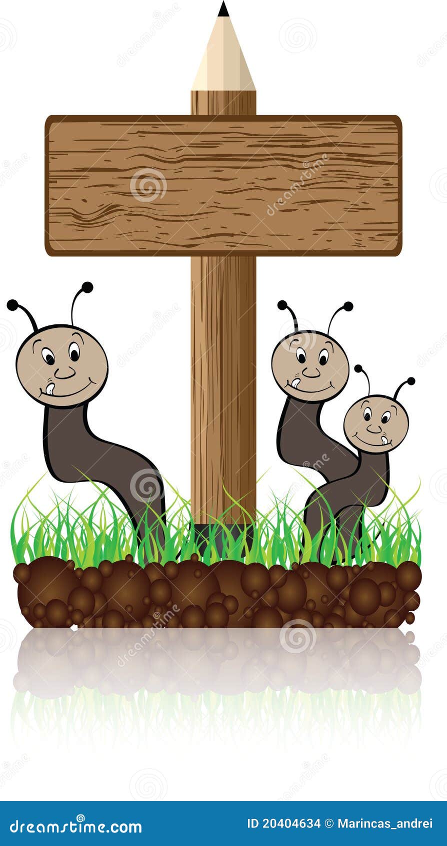 Wooden banner with worms stock illustration. Illustration of lovely ...