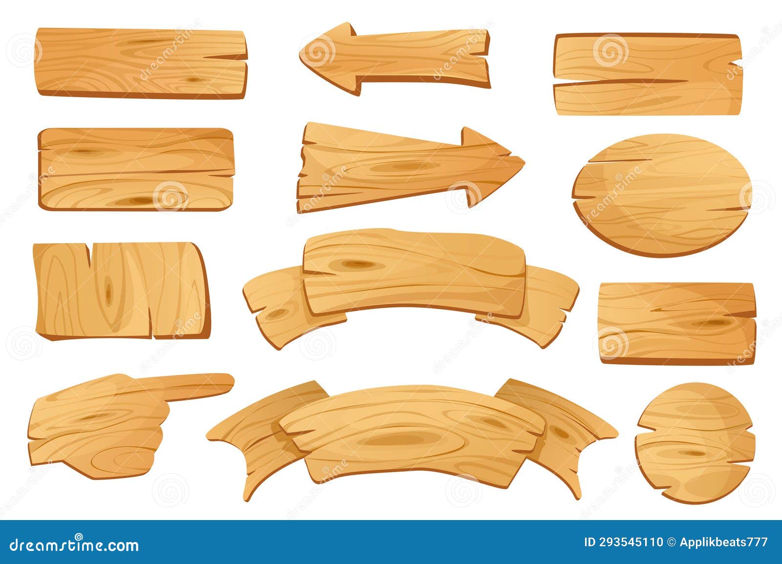 Wooden Banners Set Graphic Elements in Flat Design. Vector Illustration ...