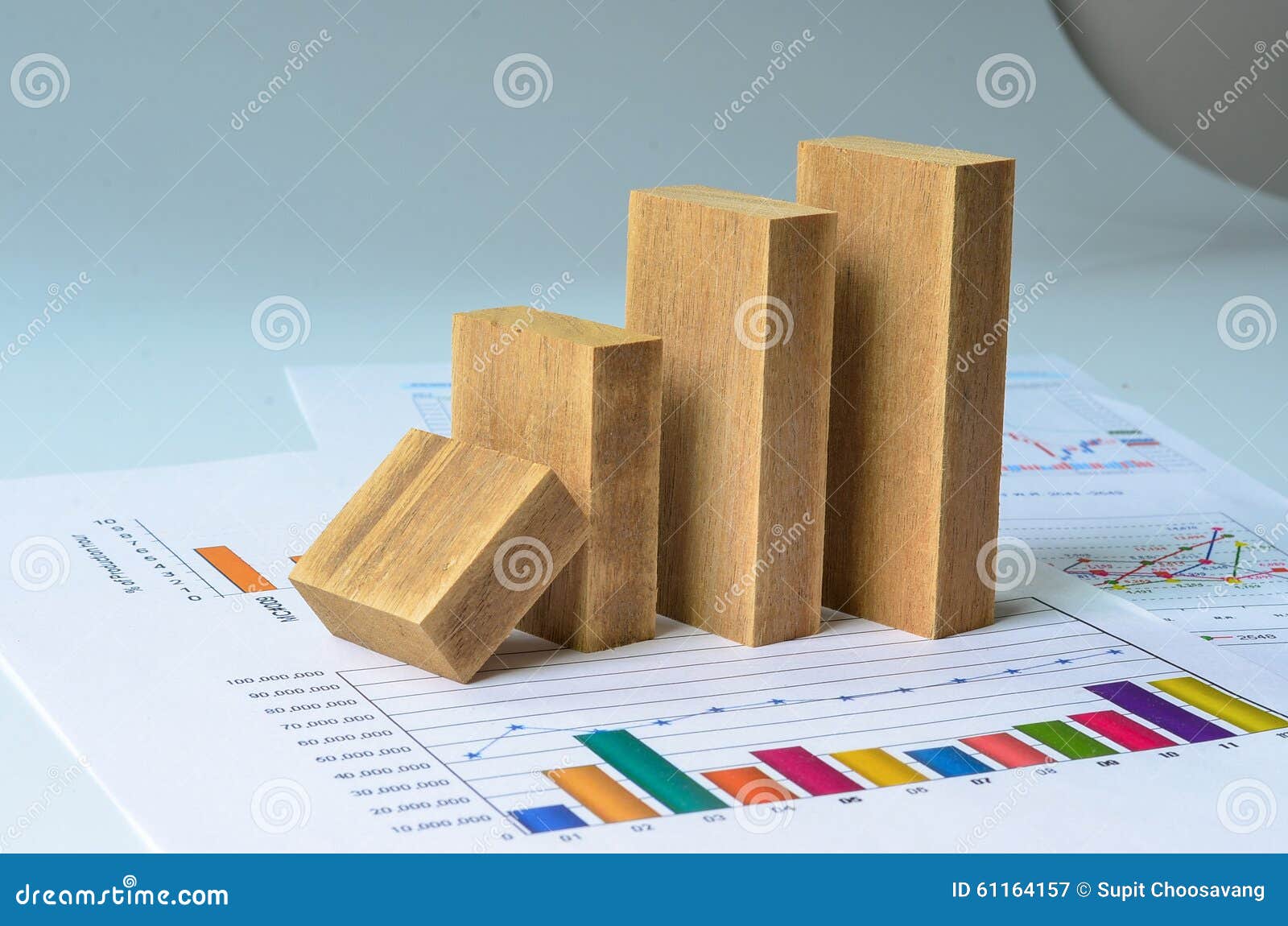 Wooden Bar Graph on Paper Graph Stock Image - Image of economy ...