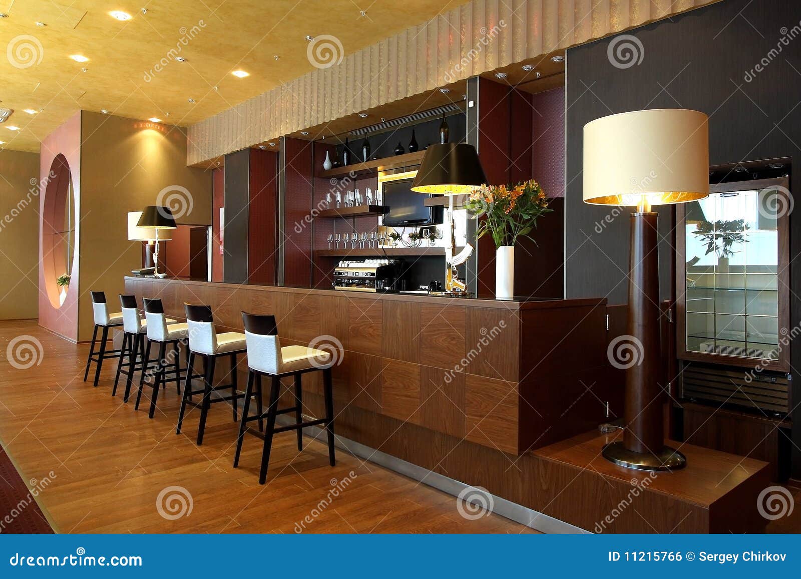 Wooden bar rack stock photo. Image of luxury, lamp, cafe - 11215766
