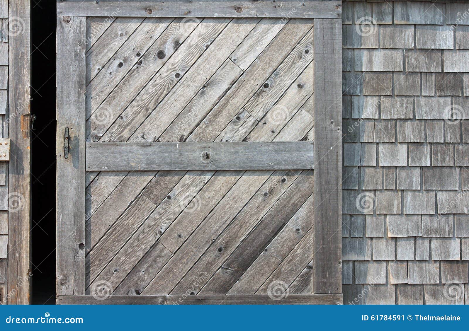 Wooden Barn Door Ajar stock image. Image of lumber, wooden - 61784591